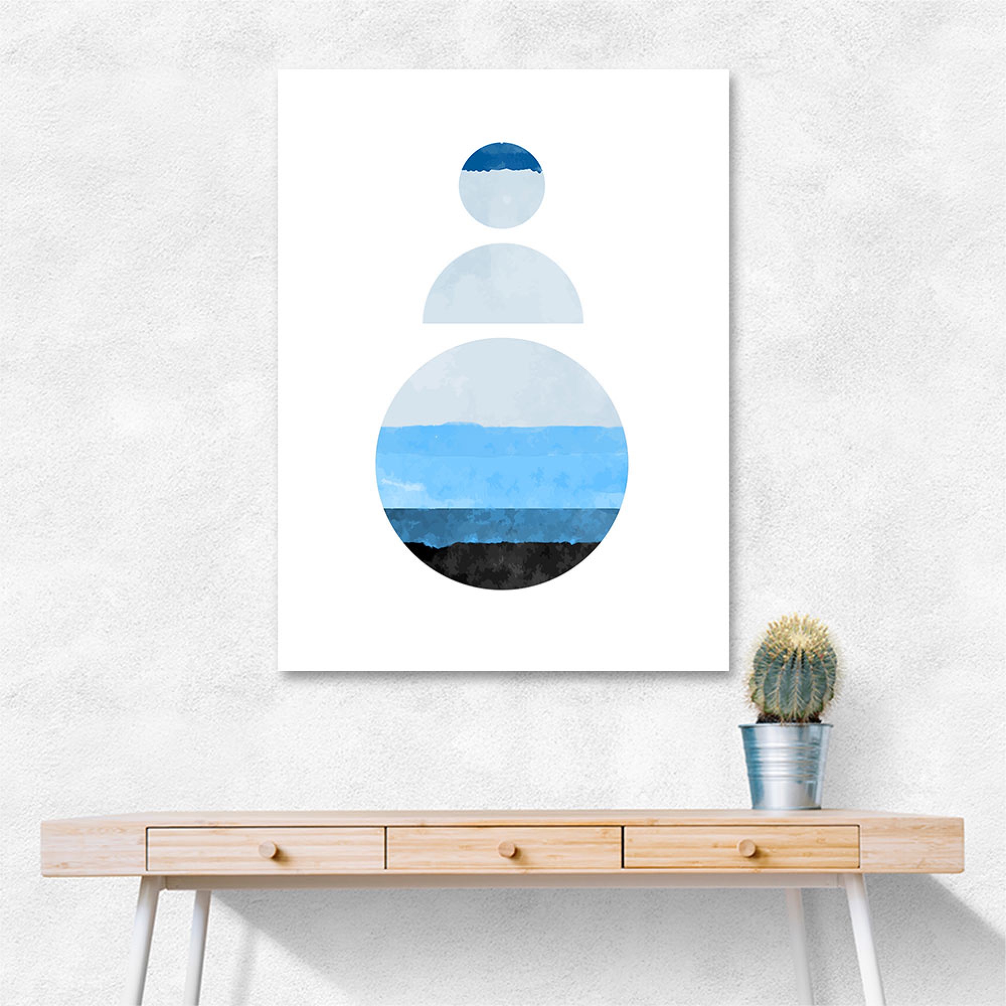 Abstract Shapes In Blue and Grey 2 Wall Art