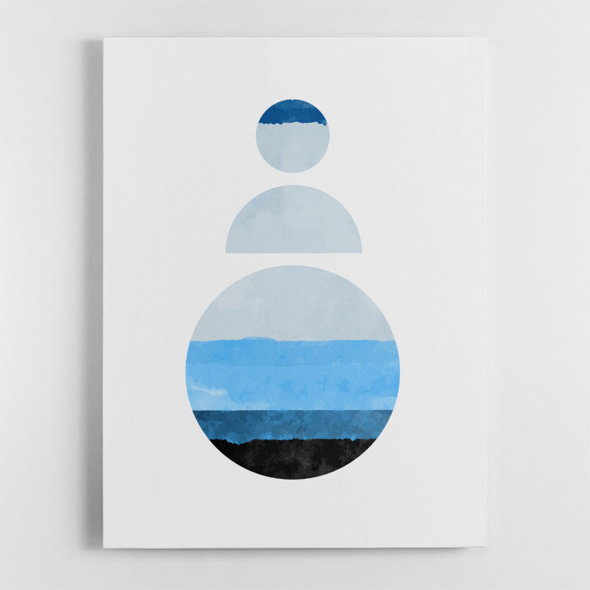 Abstract Shapes In Blue and Grey 2 Wall Art