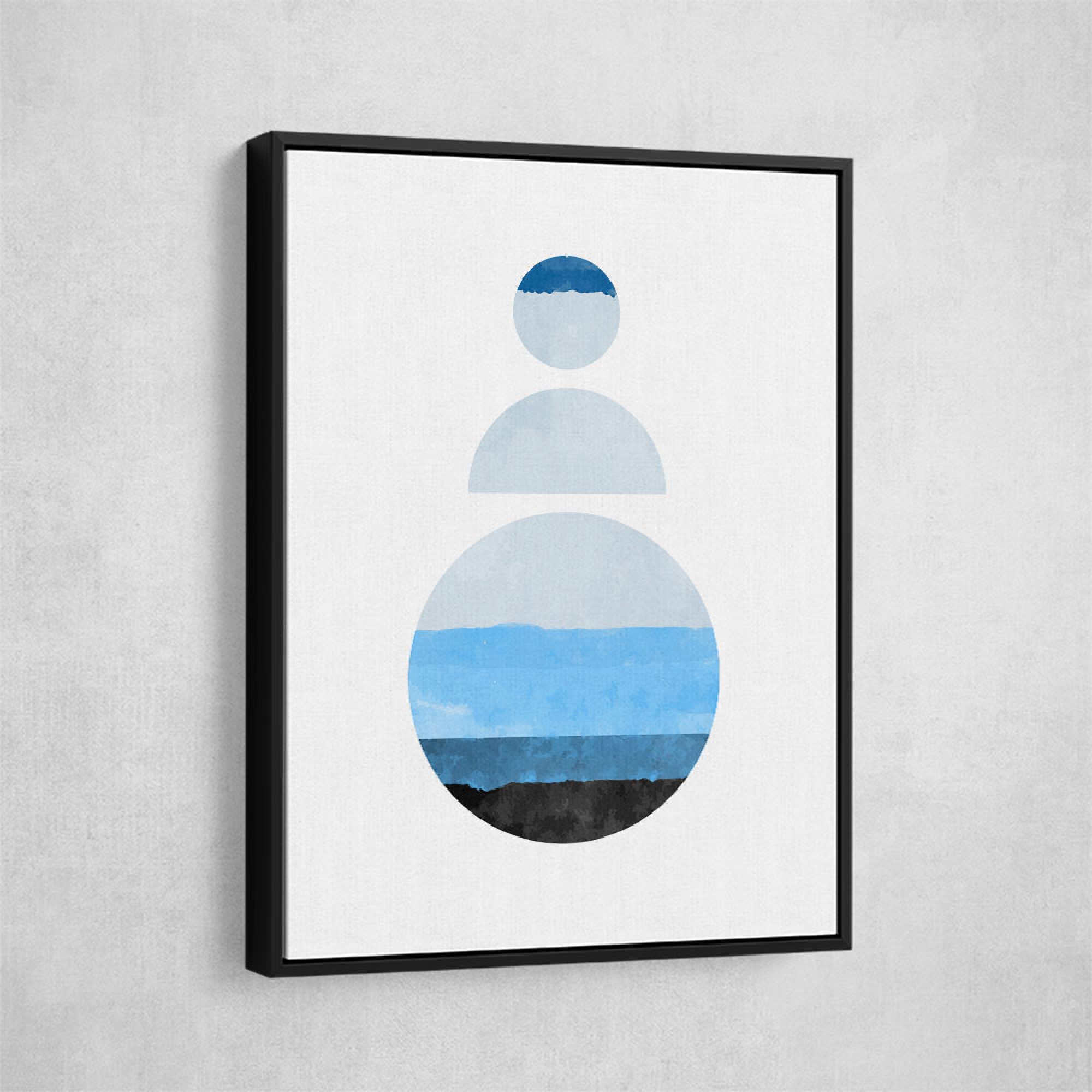 Abstract Shapes In Blue and Grey 2 Wall Art