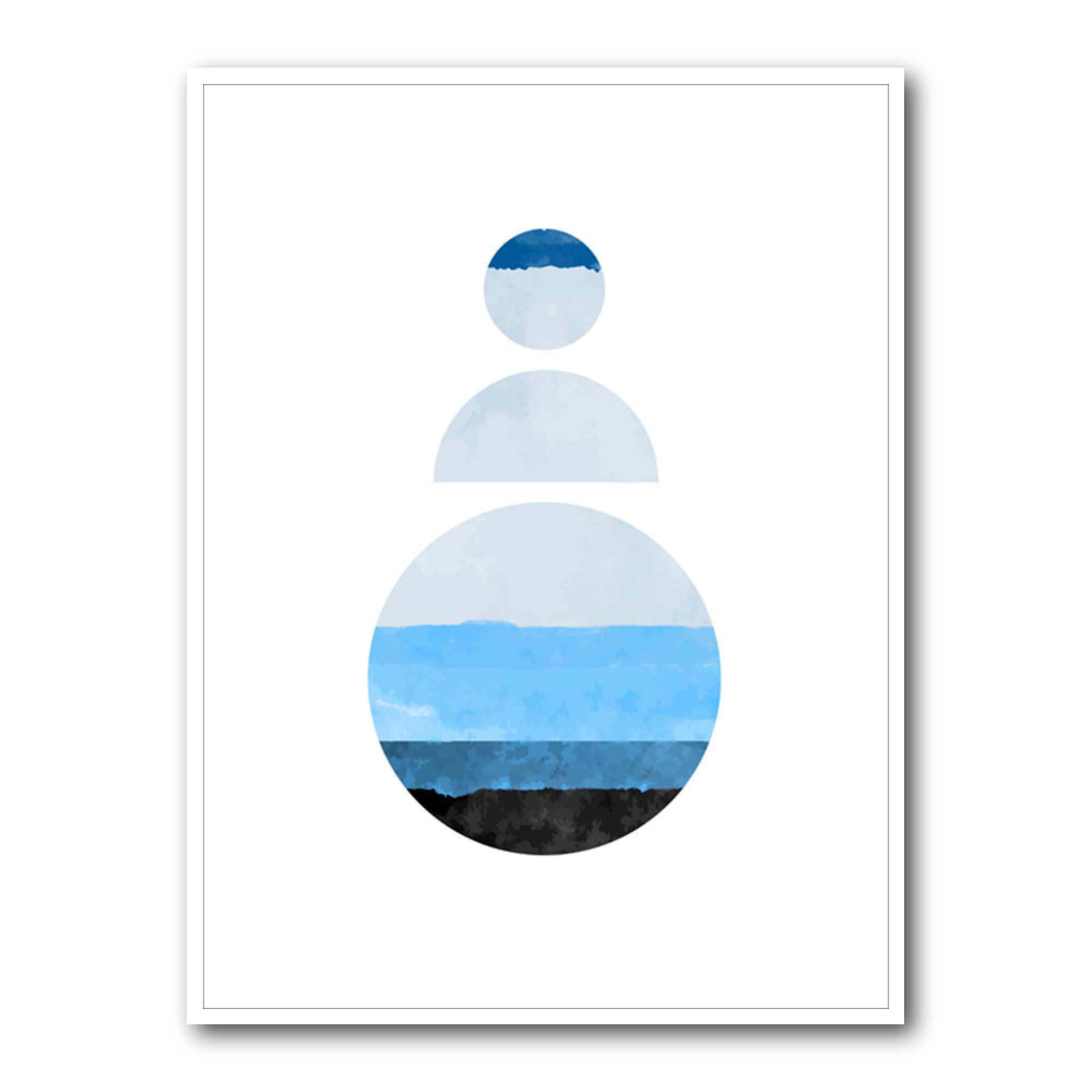 Abstract Shapes In Blue and Grey 2 Wall Art
