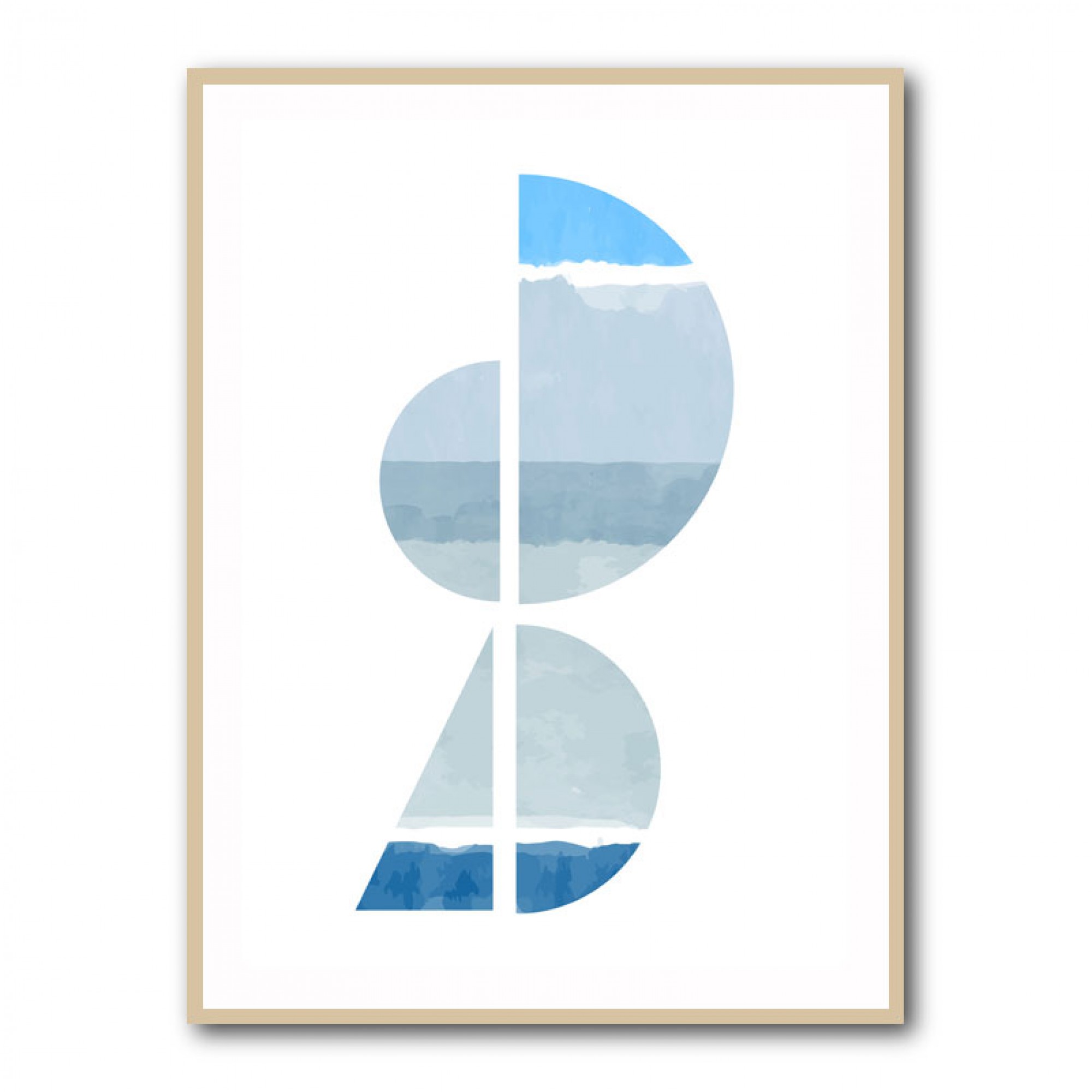 Abstract Shapes In Blue and Grey Wall Art