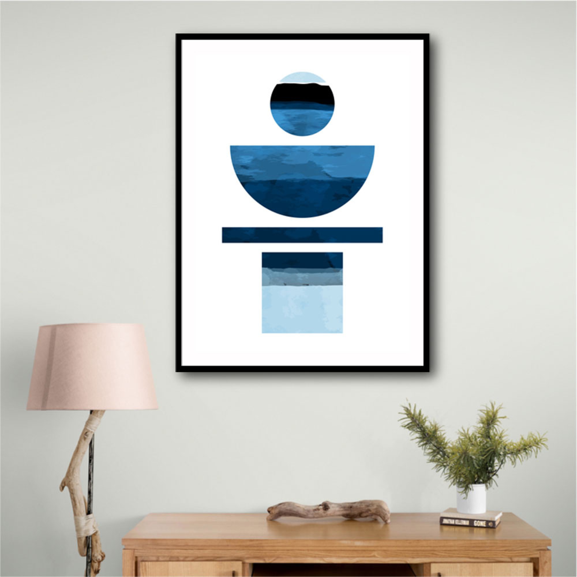 Abstract Shapes In Blue Wall Art