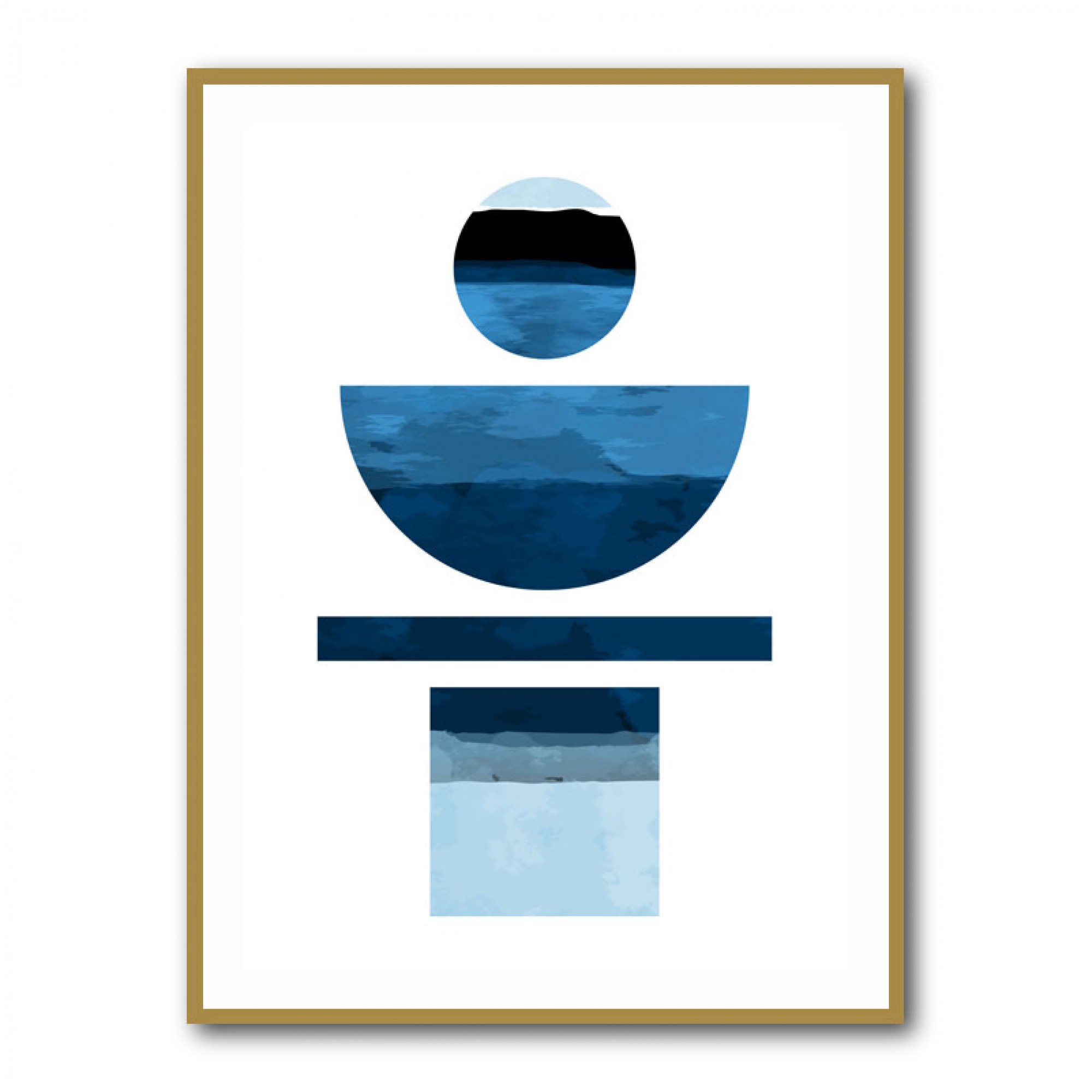 Abstract Shapes In Blue Wall Art