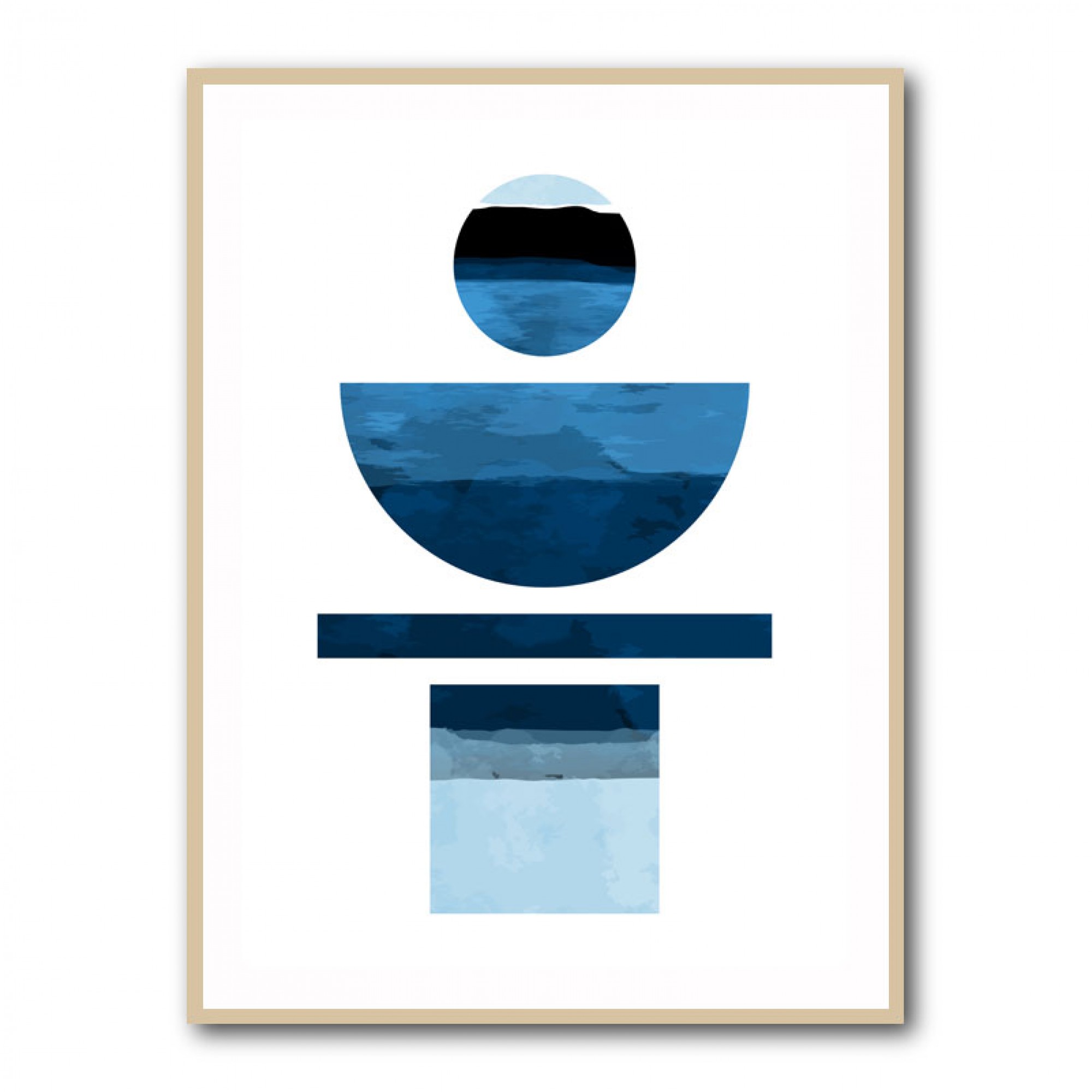 Abstract Shapes In Blue Wall Art