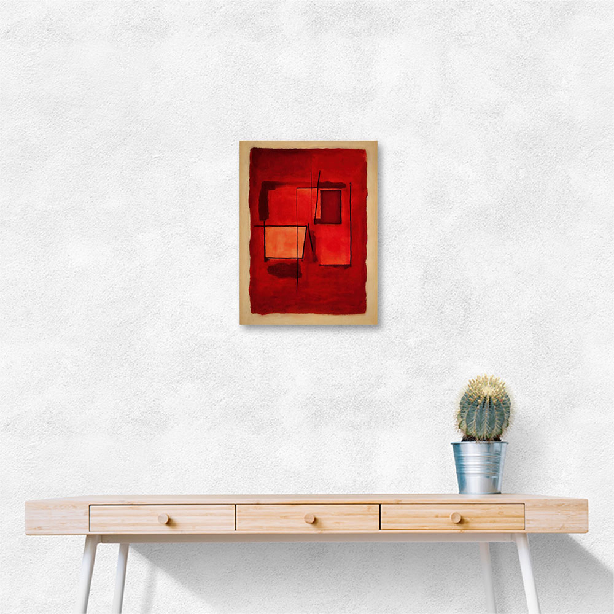 Red Abstract Squares In Rothko Style Wall Art