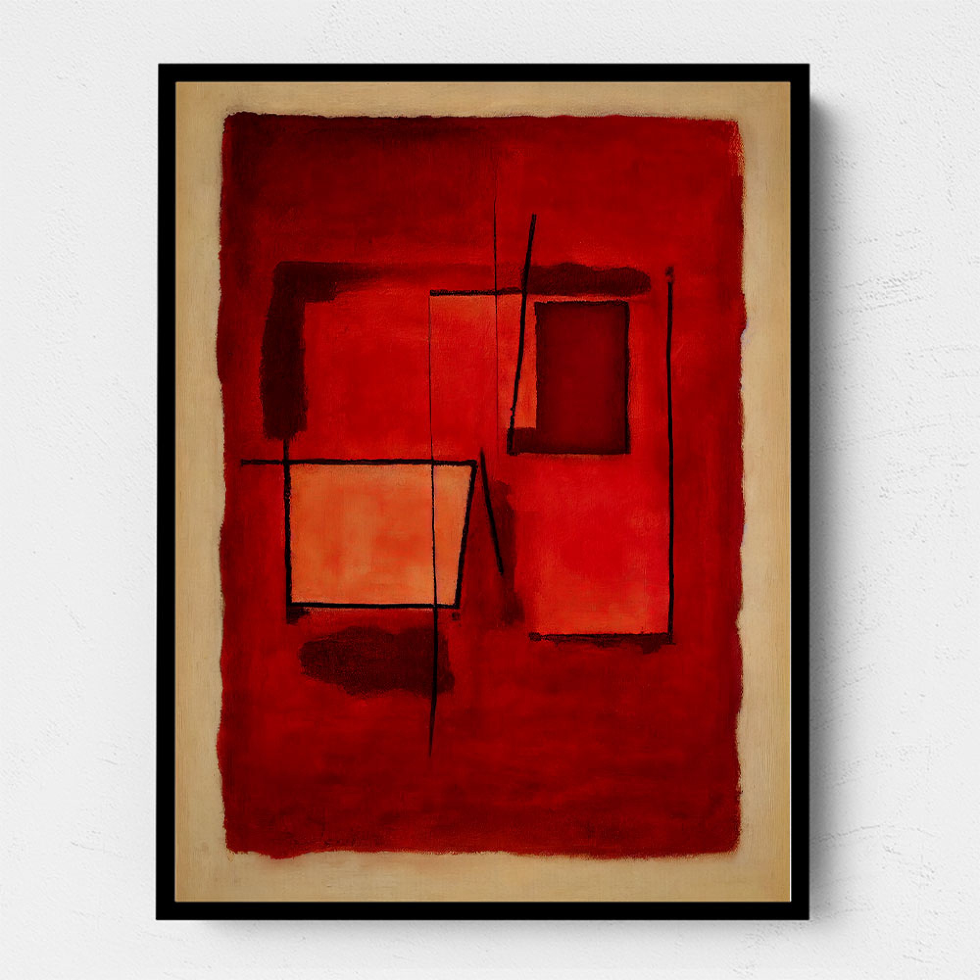 Red Abstract Squares In Rothko Style Wall Art