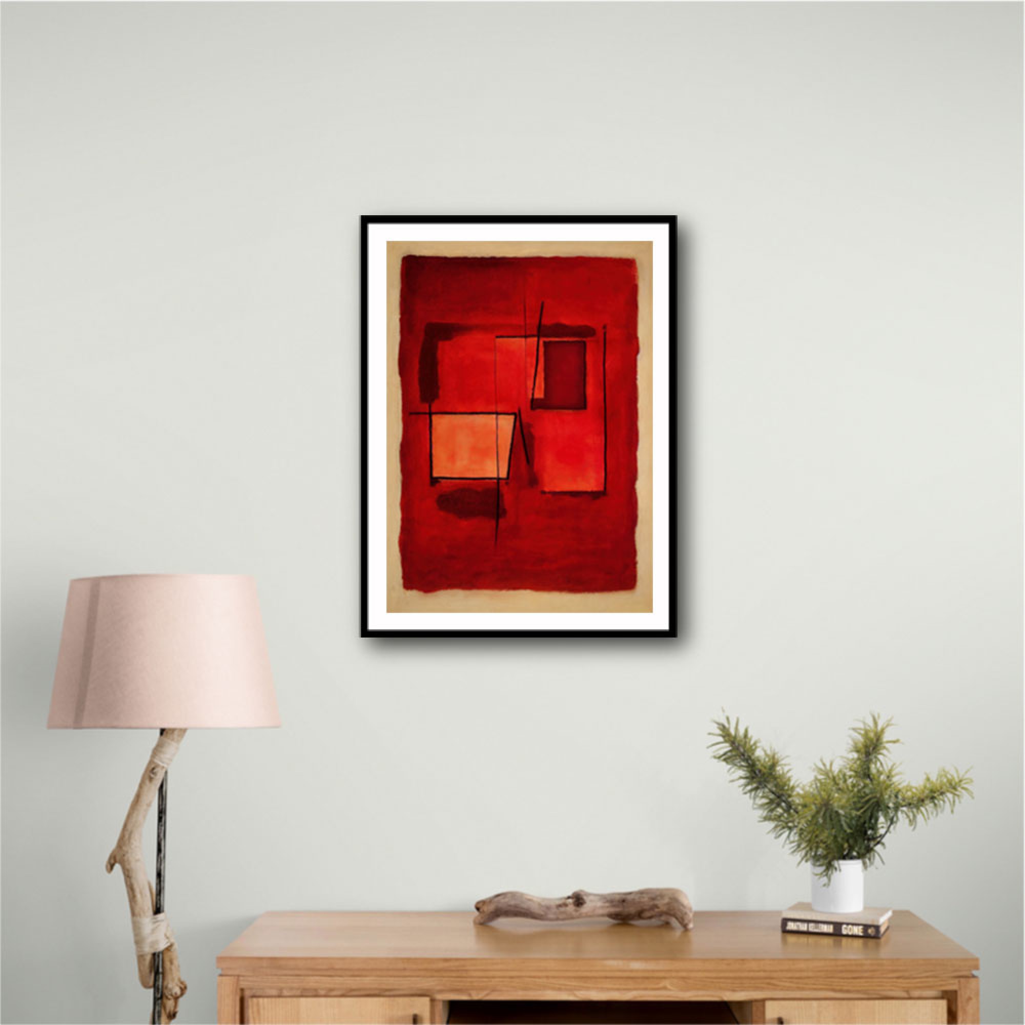 Red Abstract Squares In Rothko Style Wall Art
