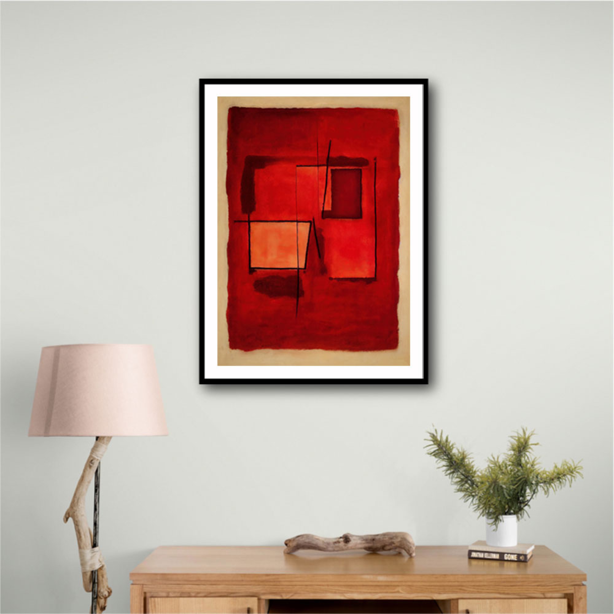 Red Abstract Squares In Rothko Style Wall Art