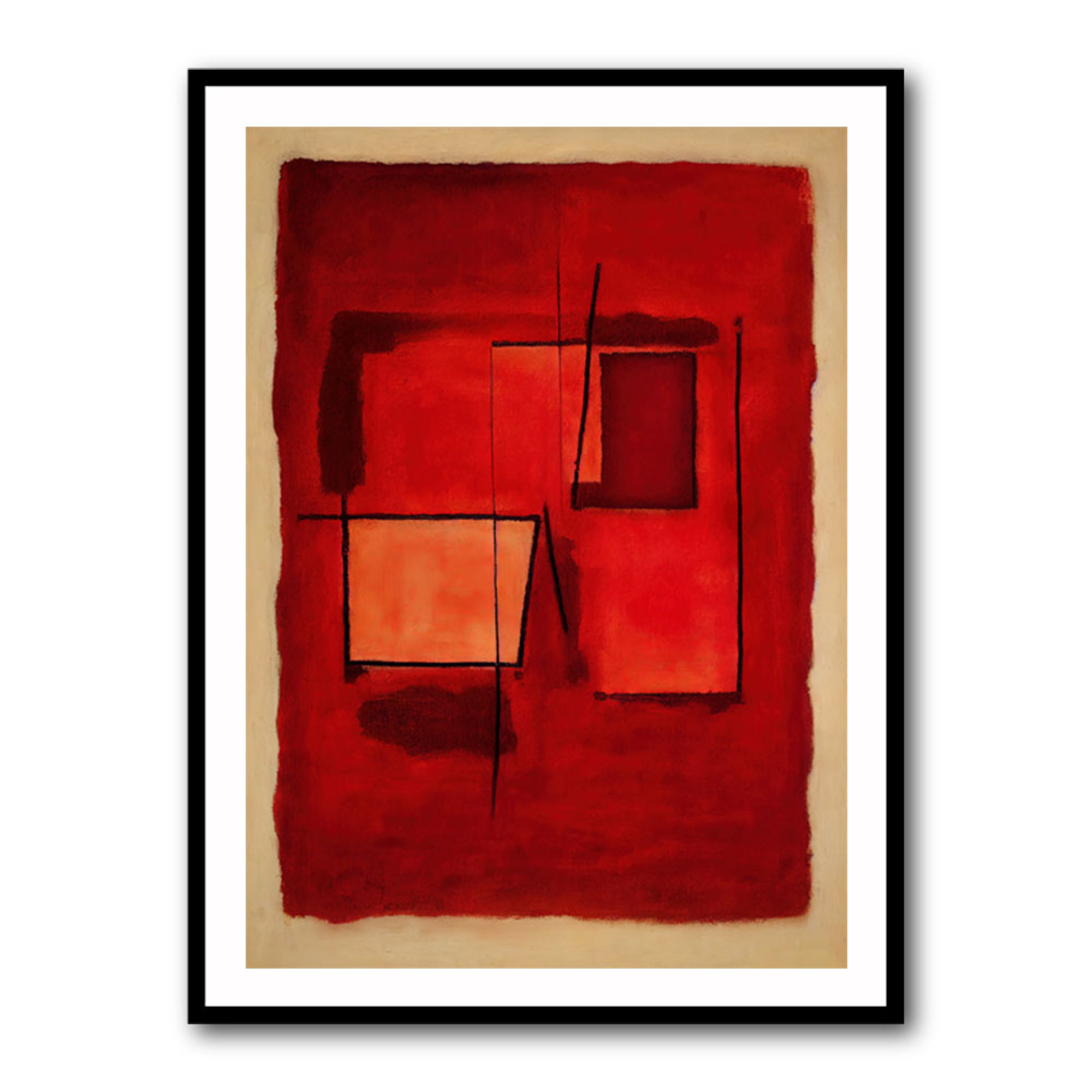 Red Abstract Squares In Rothko Style Wall Art