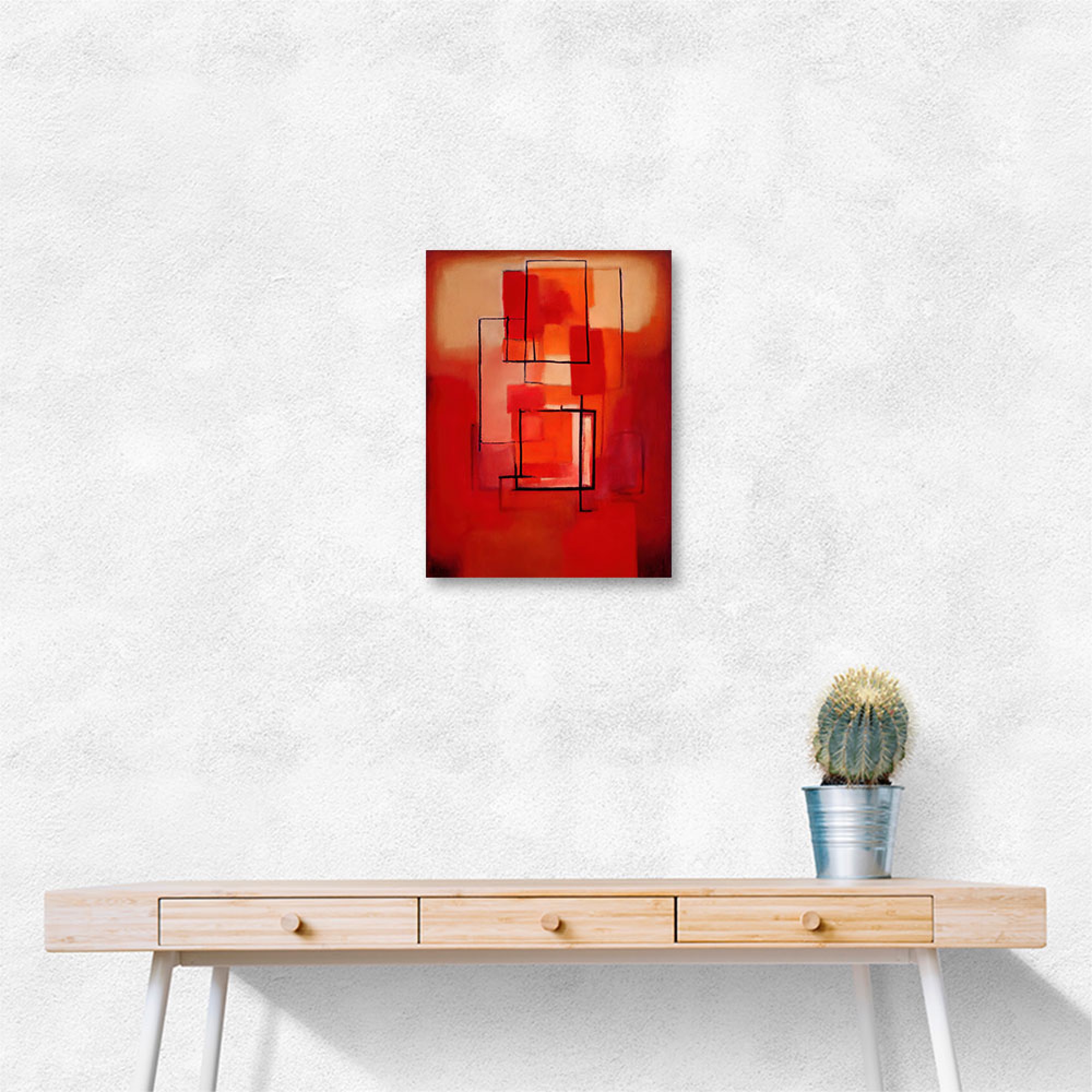 Red Abstract Squares In Rothko Style 2 Wall Art