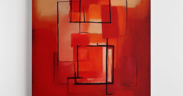 Red Abstract Squares In Rothko Style 2 Wall Art