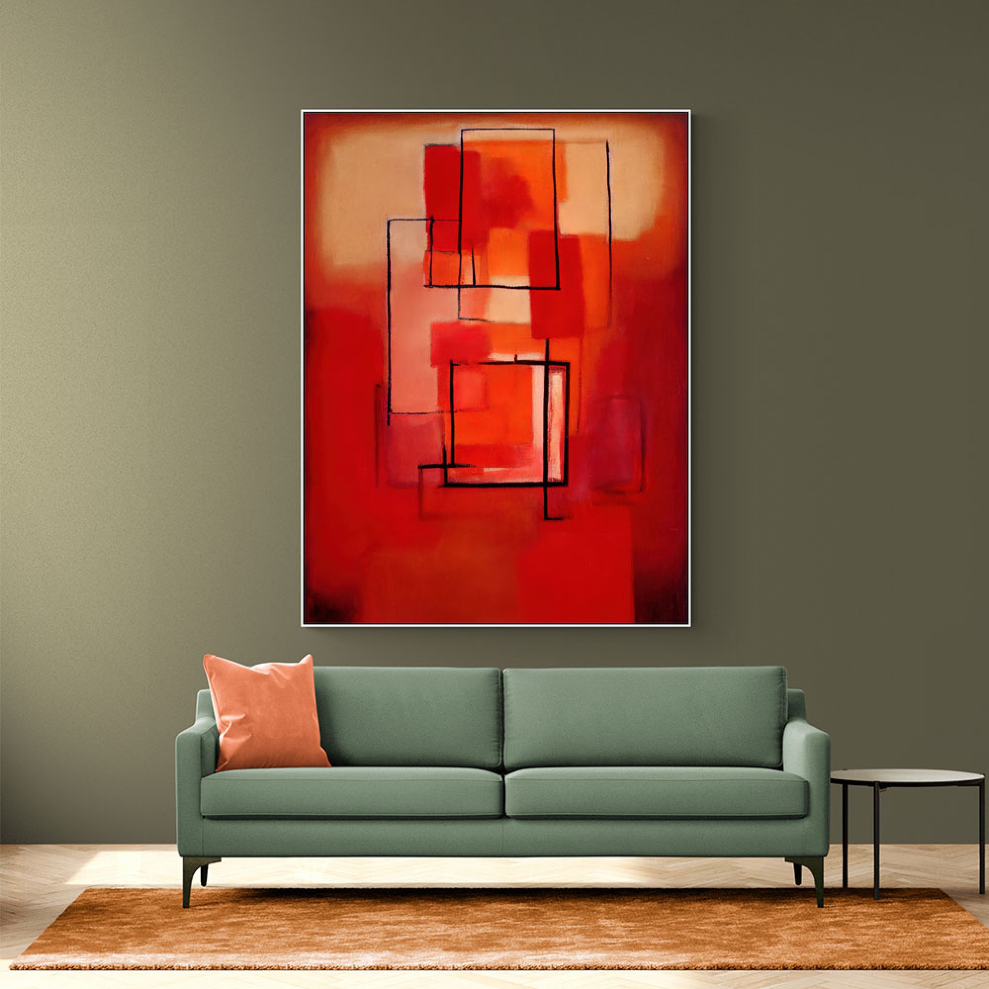 Red Abstract Squares In Rothko Style 2 Wall Art