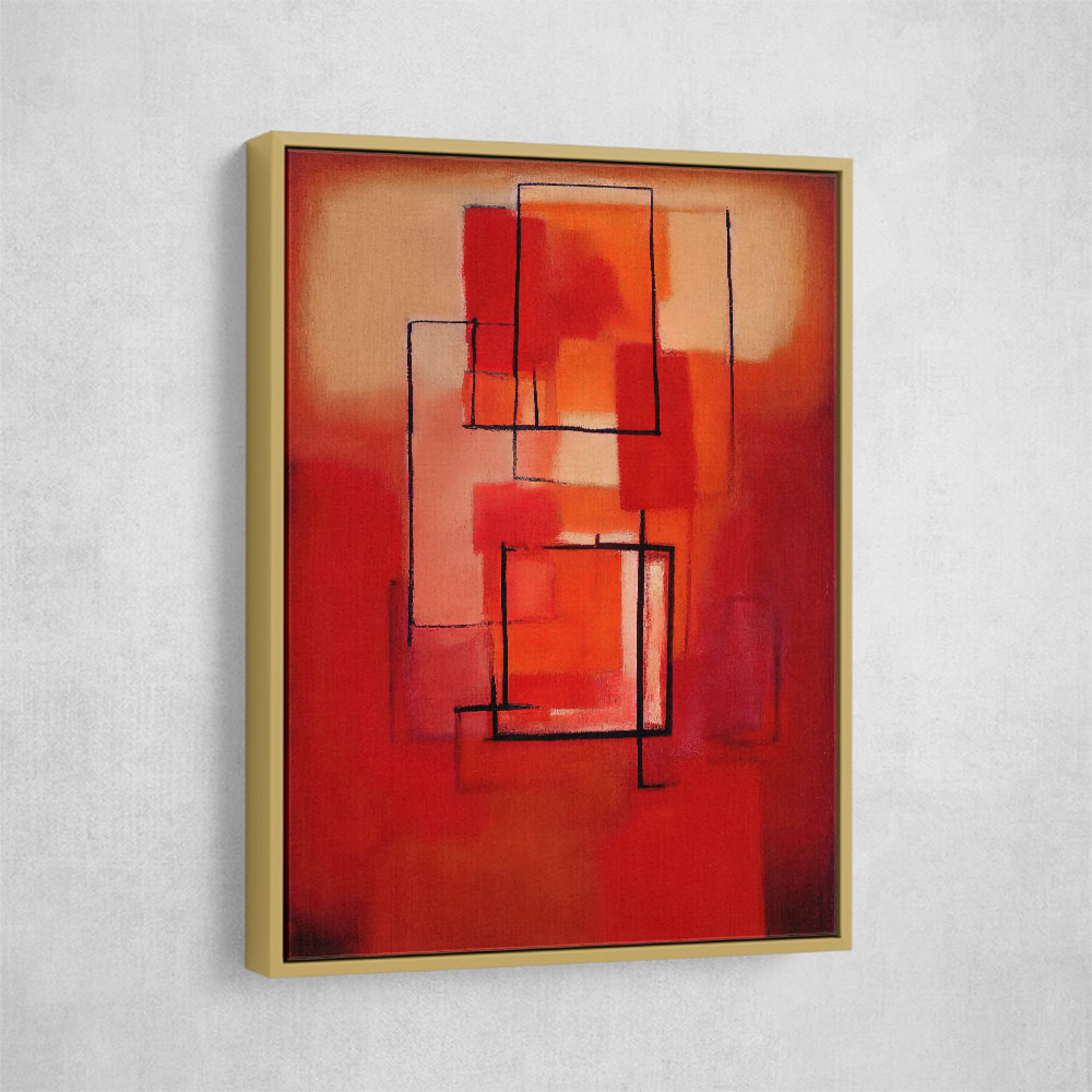 Red Abstract Squares In Rothko Style 2 Wall Art
