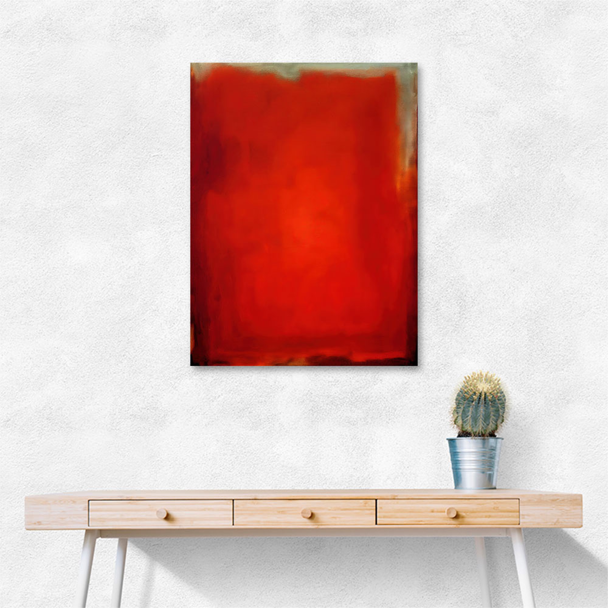 Red Abstract Square In Rothko Style Wall Art