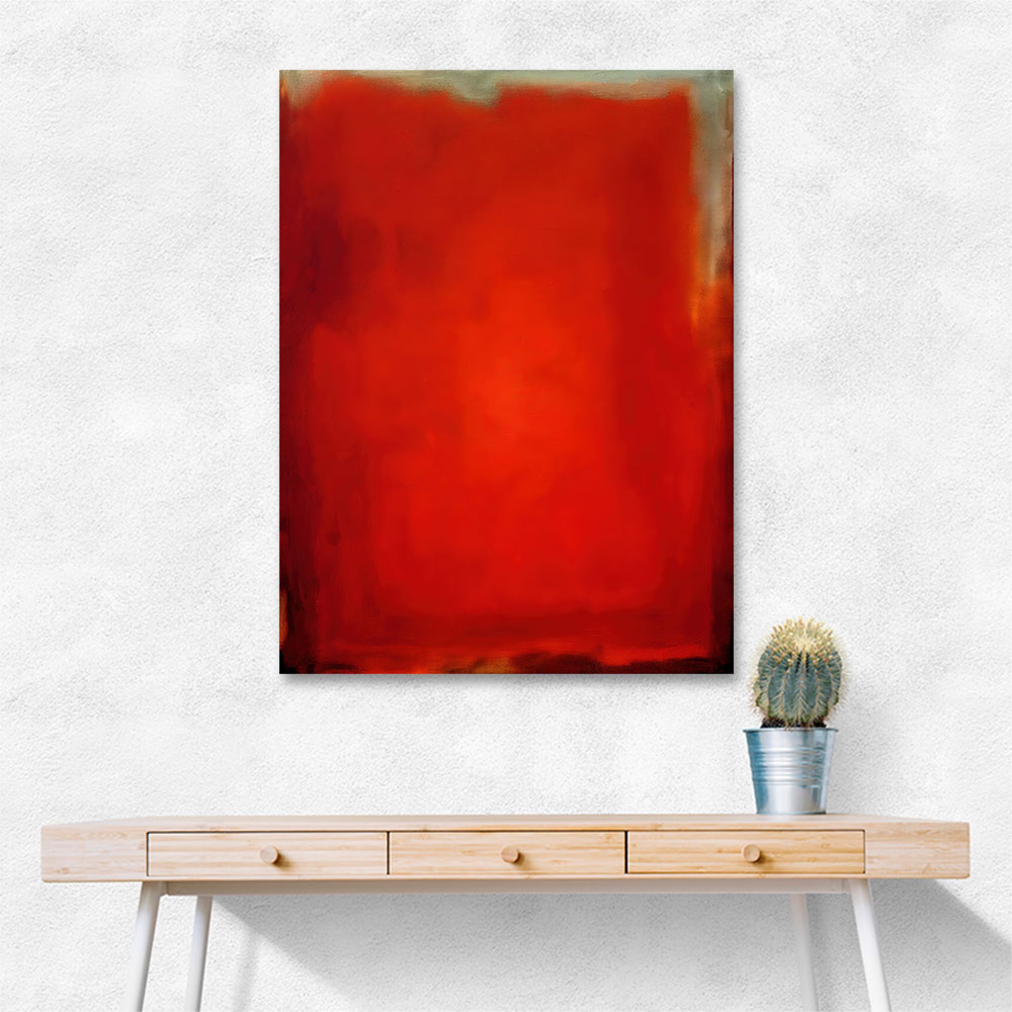 Red Abstract Square In Rothko Style Wall Art
