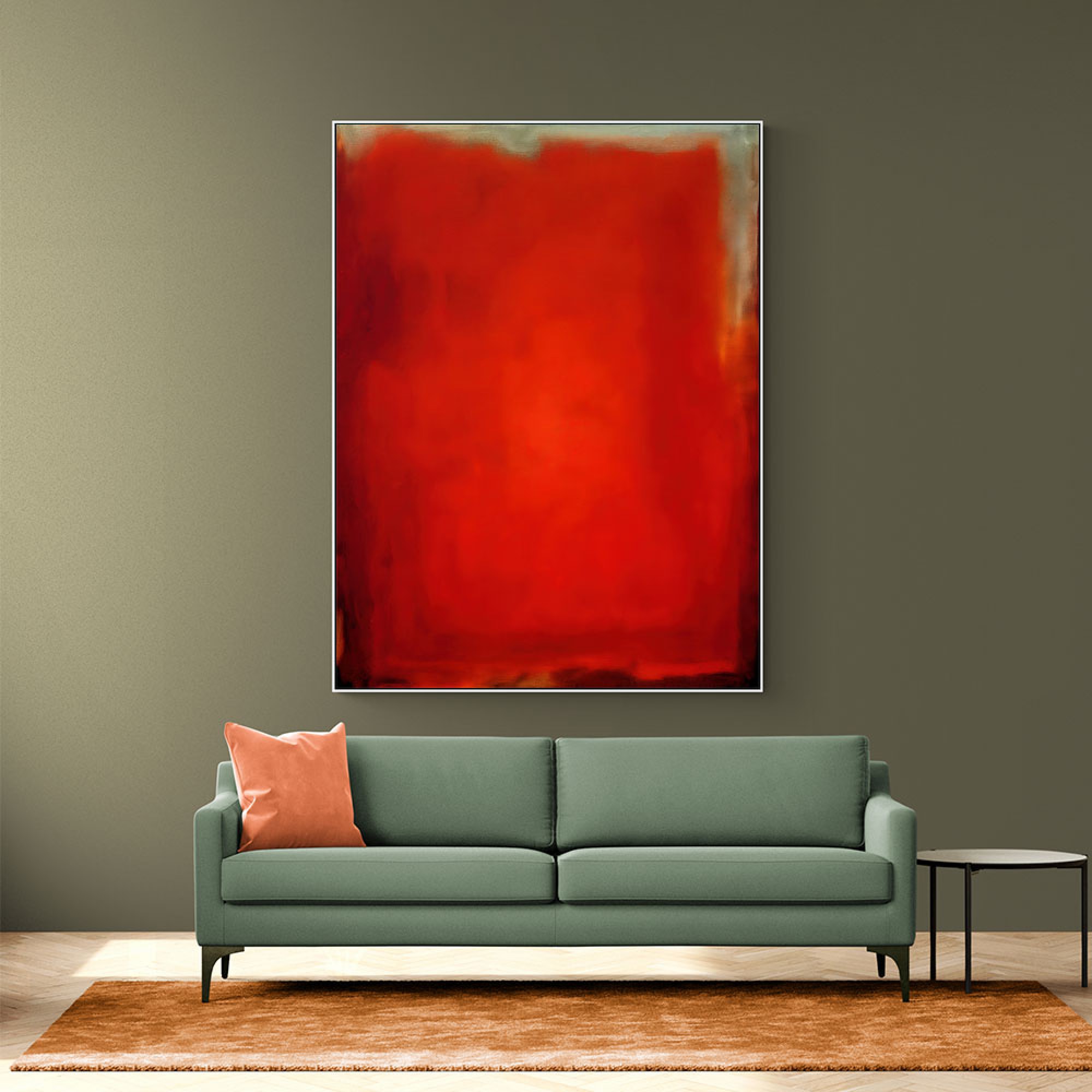 Red Abstract Square In Rothko Style Wall Art