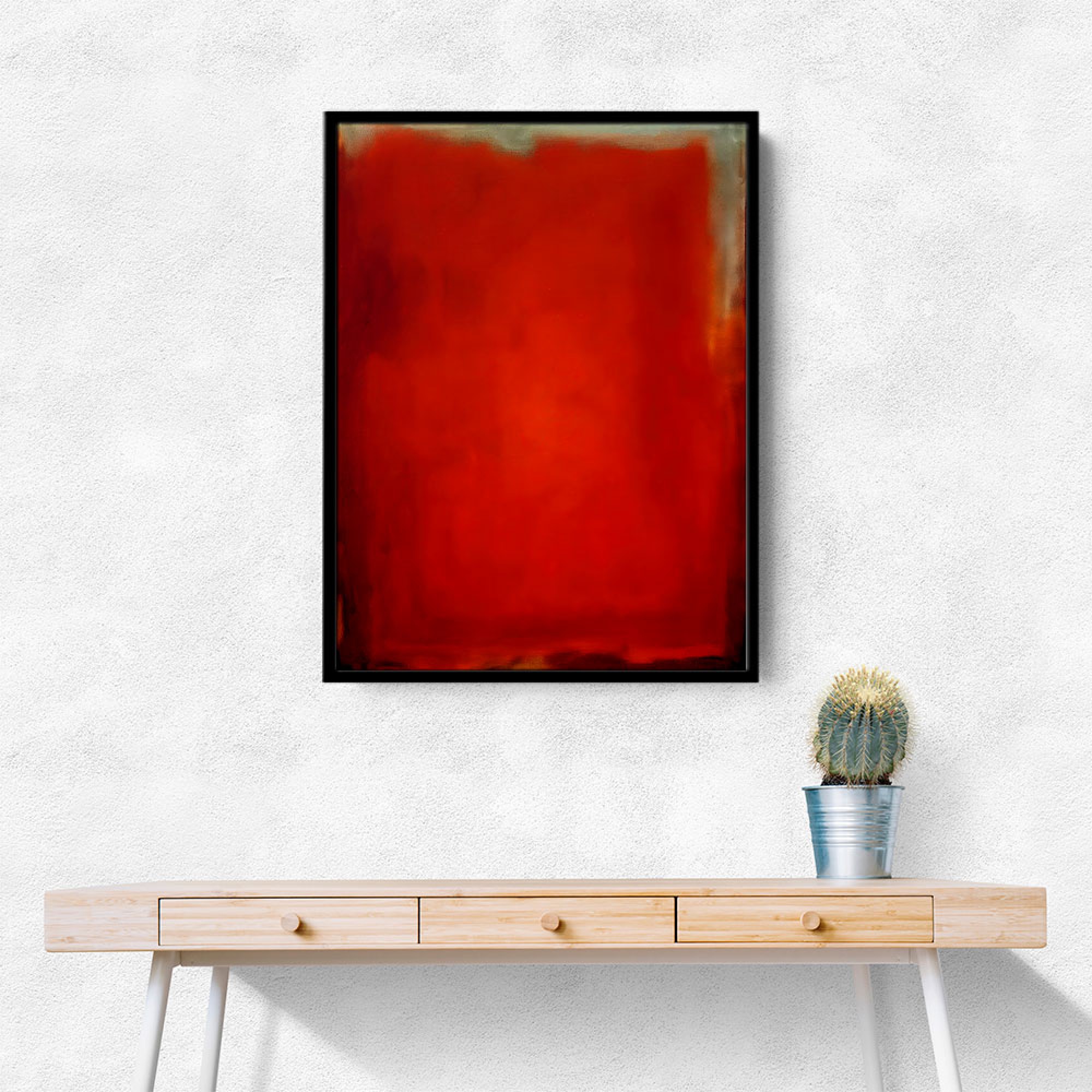 Red Abstract Square In Rothko Style Wall Art