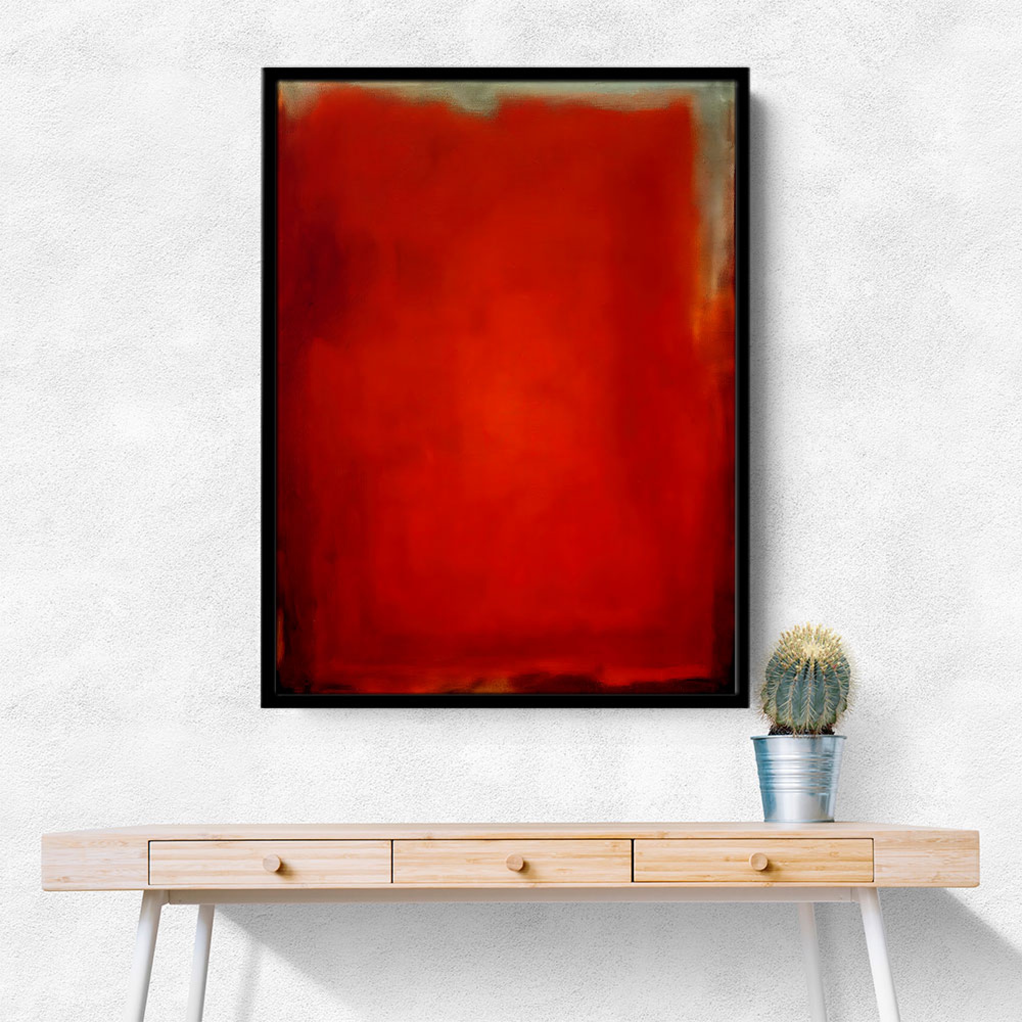 Red Abstract Square In Rothko Style Wall Art