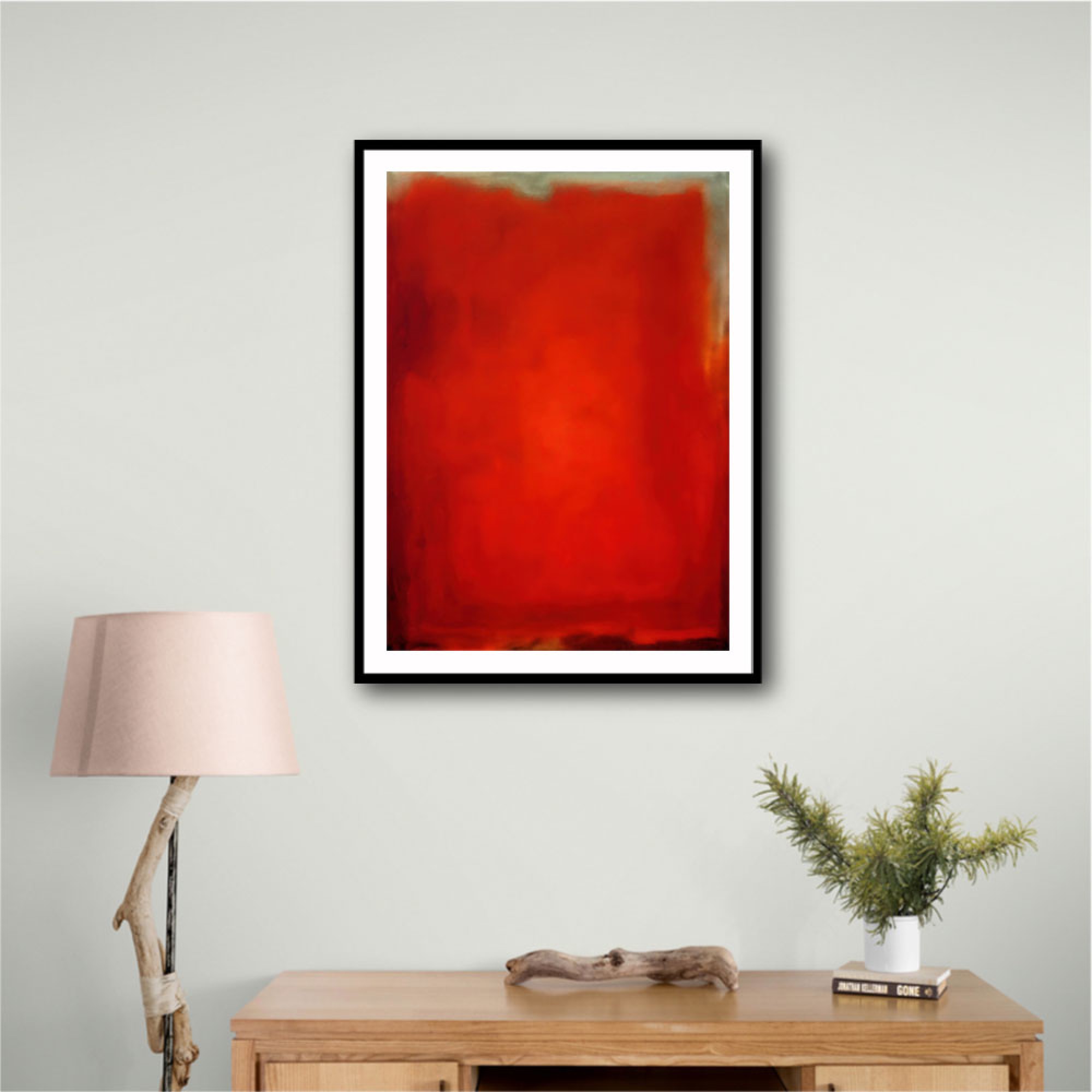 Red Abstract Square In Rothko Style Wall Art