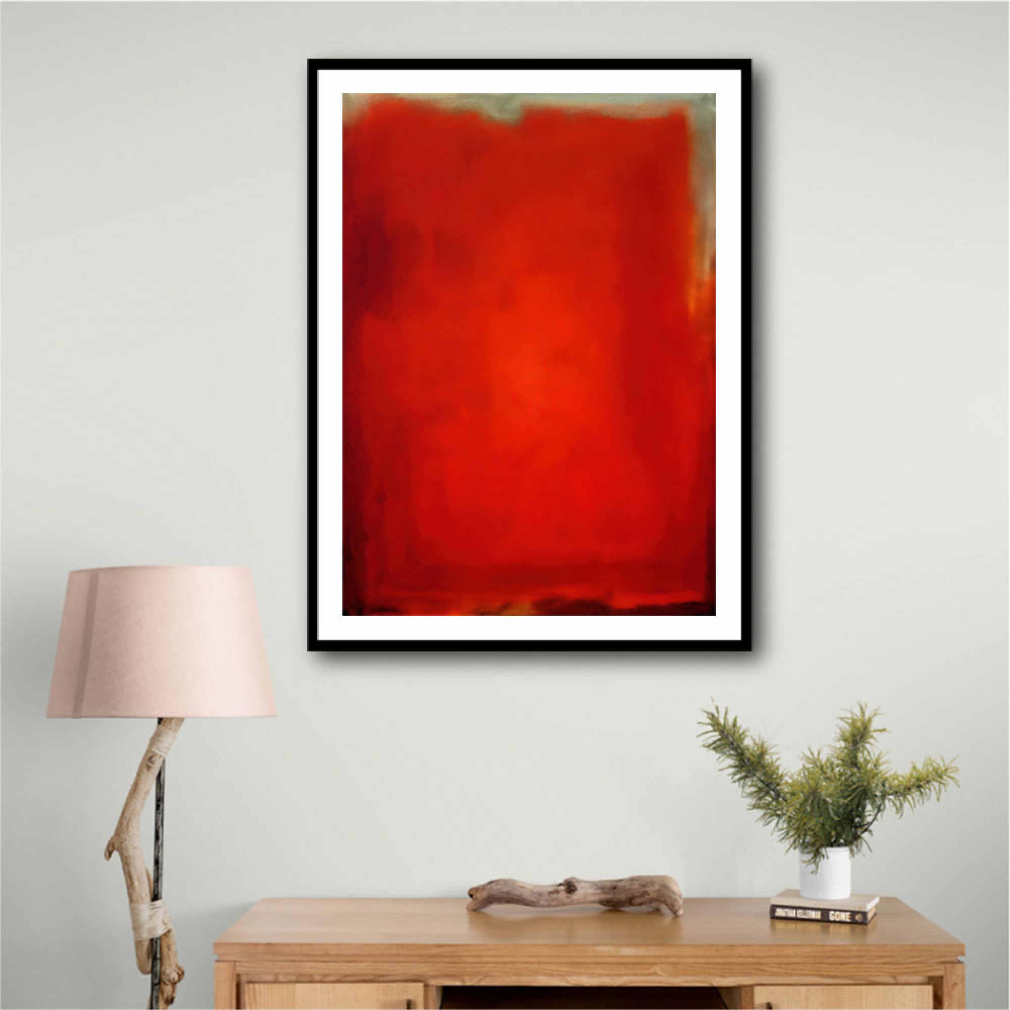 Red Abstract Square In Rothko Style Wall Art