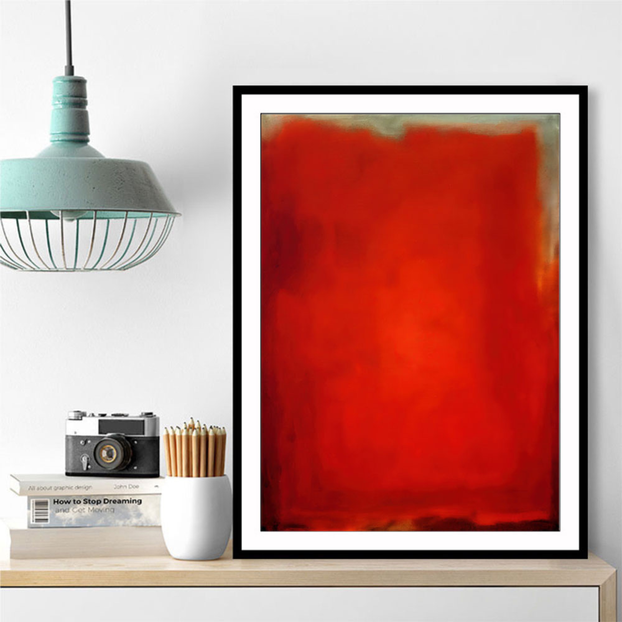 Red Abstract Square In Rothko Style Wall Art