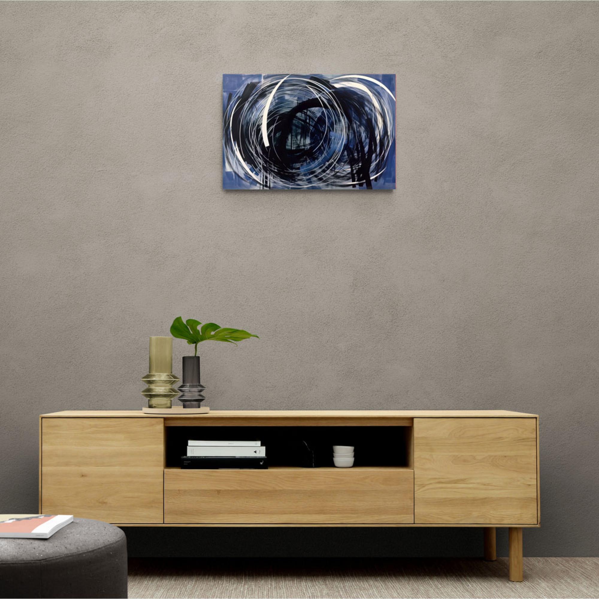 Blue Abstract Circles Wall Art
