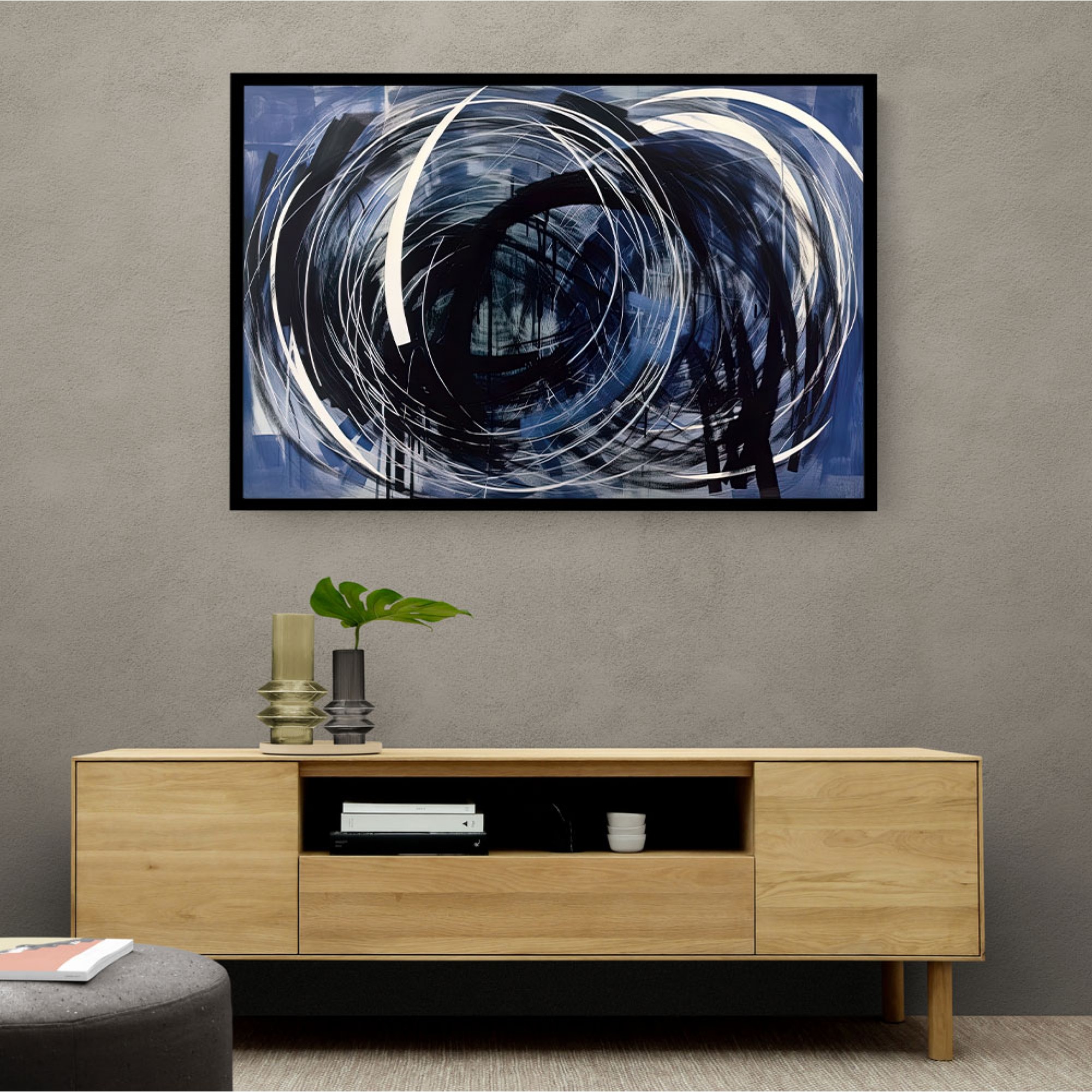 Blue Abstract Circles Wall Art