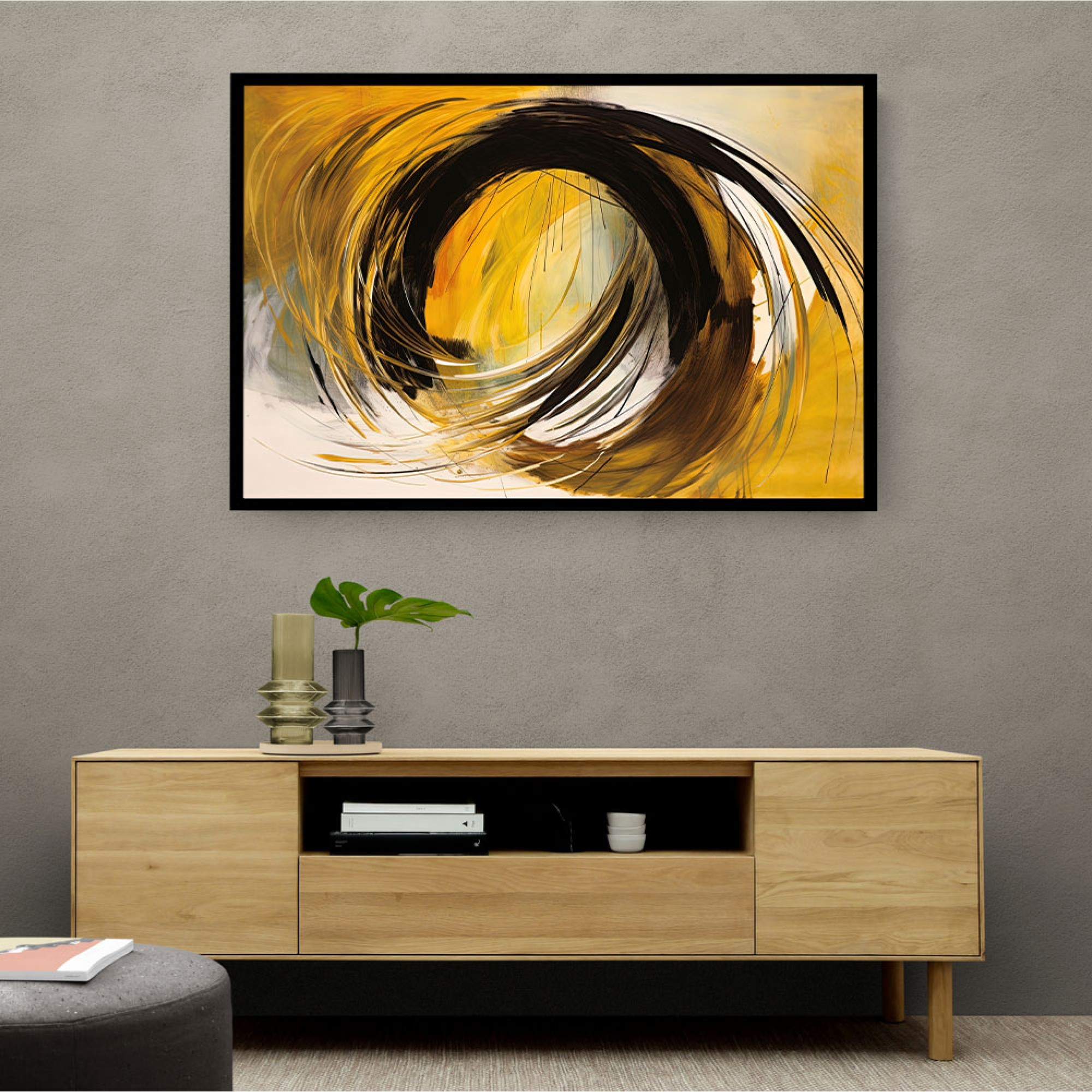 Gold Abstract Circles Wall Art