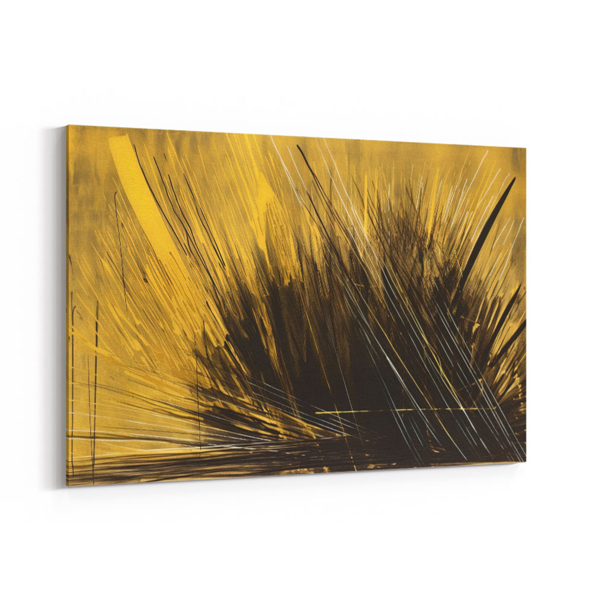 Gold & Black Abstract Lines Wall Art