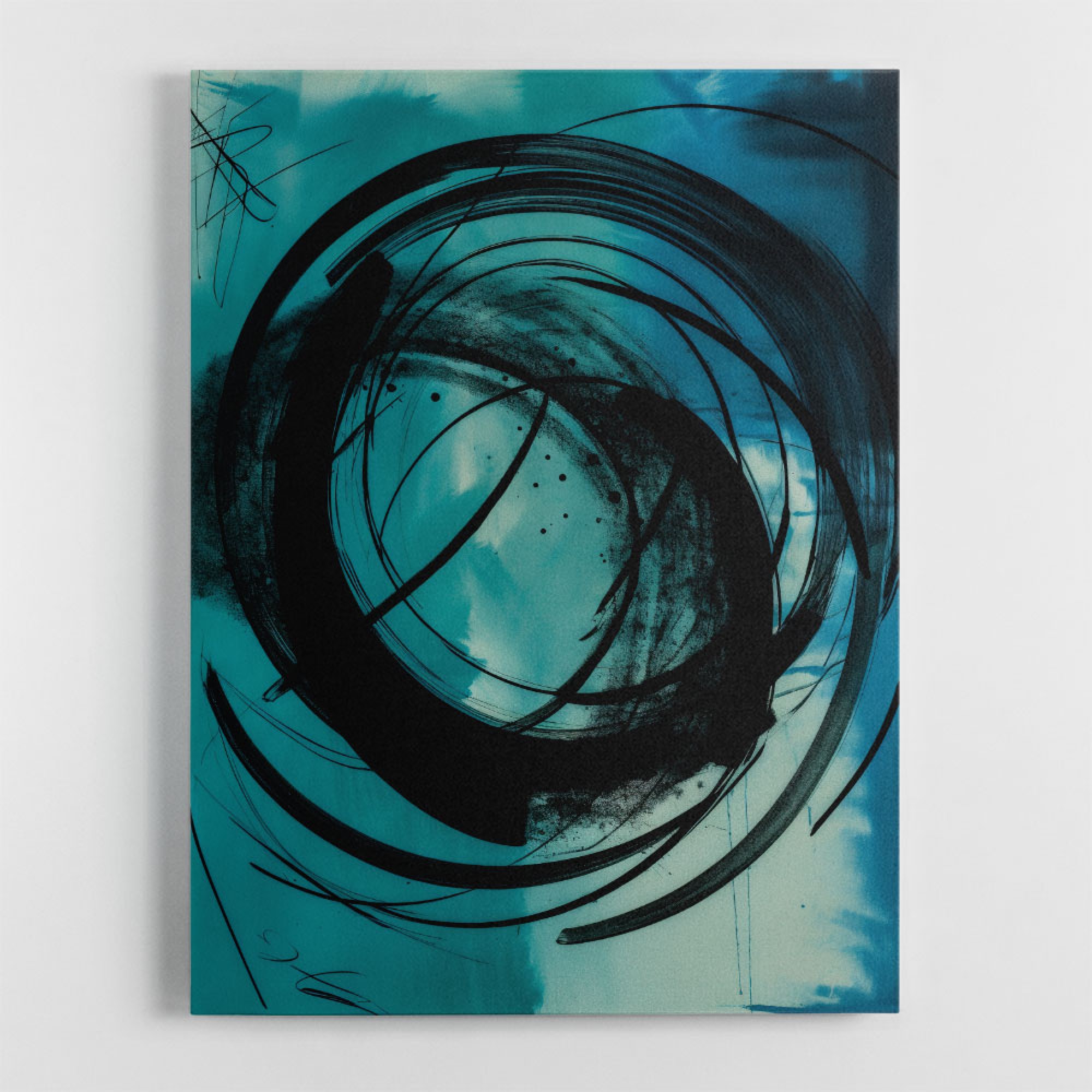 Circles Abstract In Blue Wall Art
