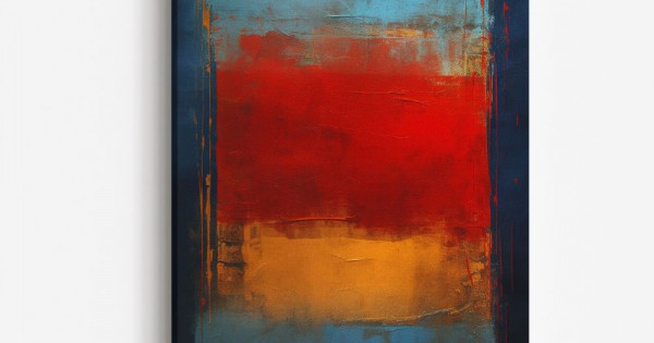 Blue, Red and Orange Rectangles Abstract In Rothko Style Wall Art