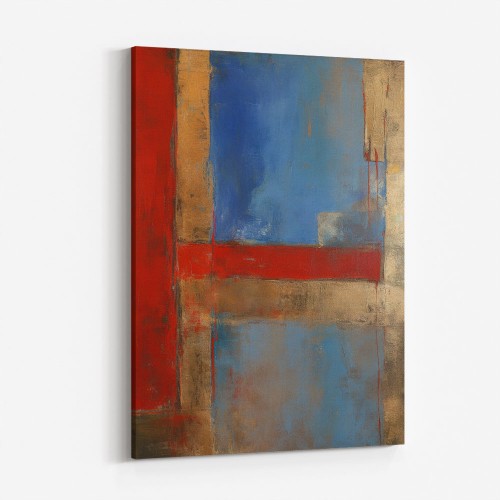 Blue & Red Abstract Squares In Rothko Style Wall Art