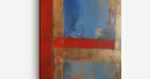 Blue, Red and Gold Abstract Rectangles Abstract In Rothko Style Wall Art