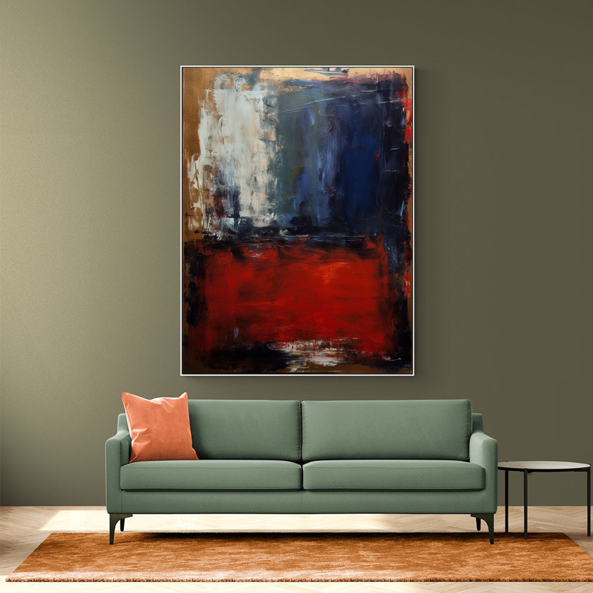 Blue & Red Abstract Squares In Rothko Style Wall Art