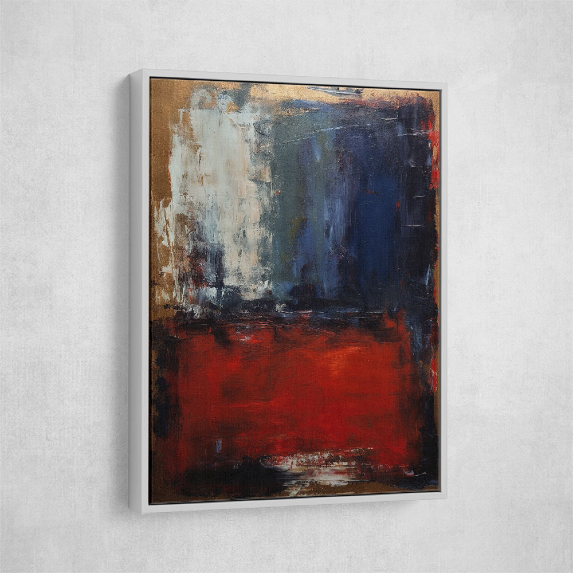 Blue & Red Abstract Squares In Rothko Style Wall Art