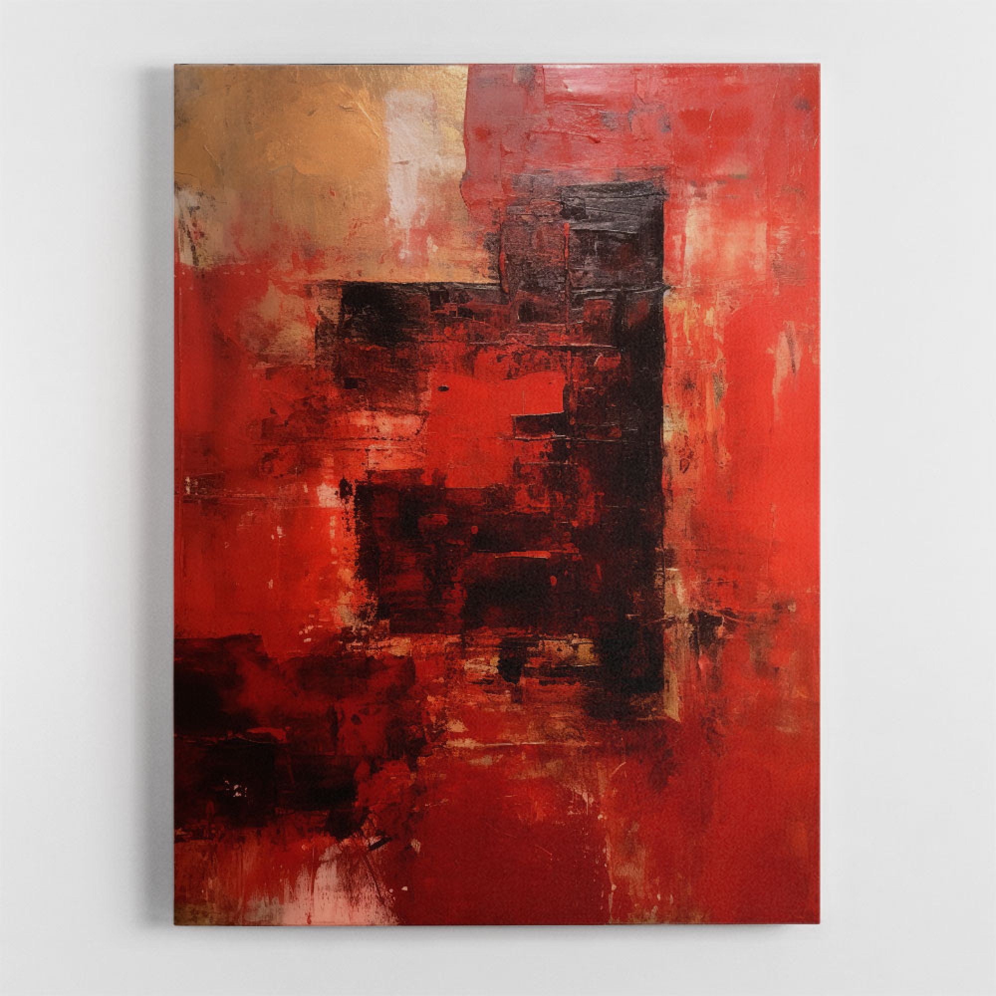 Two Red Abstract Squares In Rothko Style Wall Art