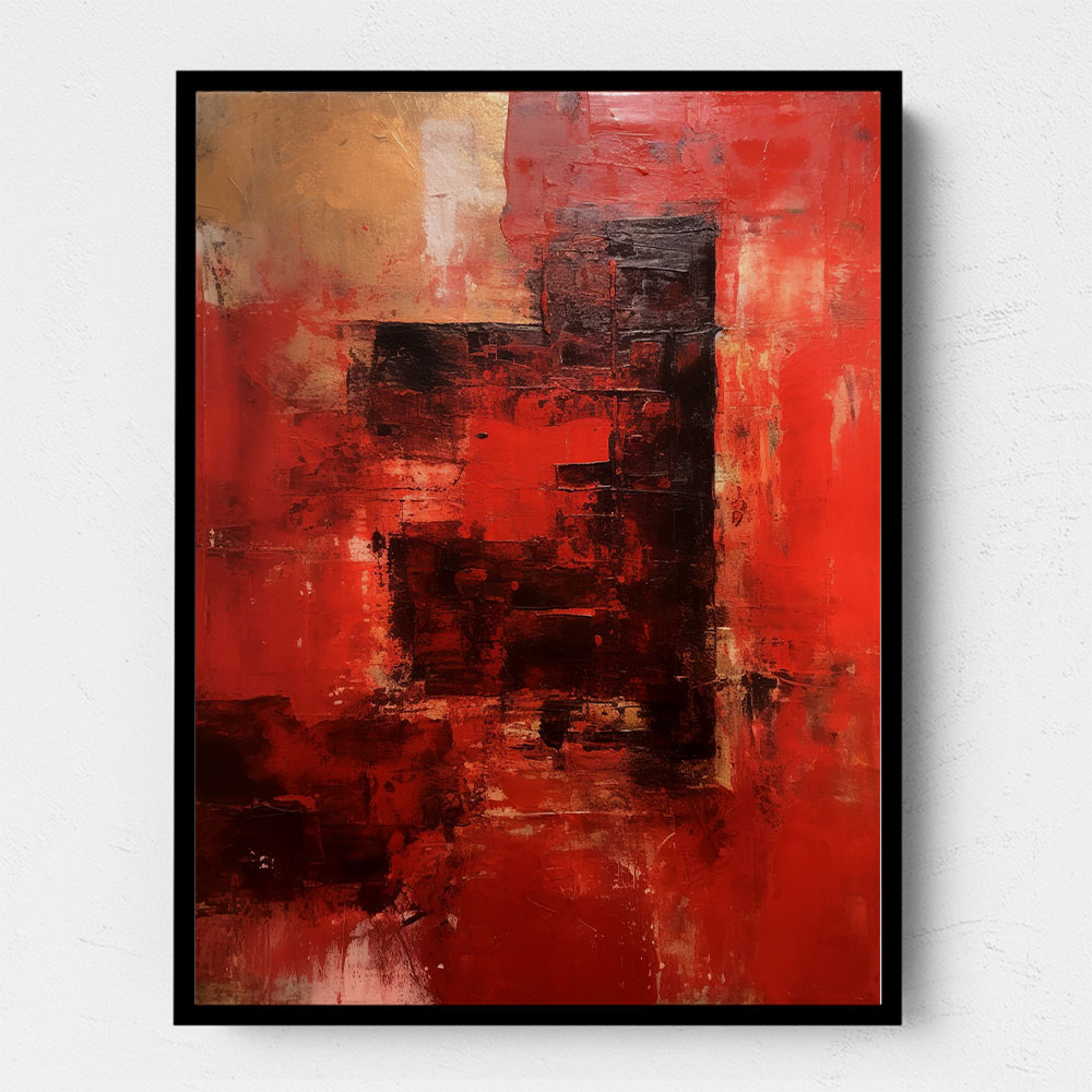 Two Red Abstract Squares In Rothko Style Wall Art