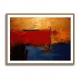 Blue, Gold & Red Abstract Squares In Rothko Style Wall Art