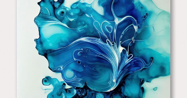 Alcohol Ink Light Blue 3 Abstract Wall Art