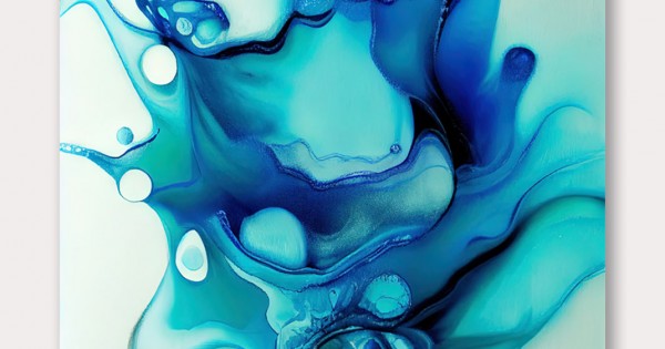 Alcohol Ink Light Blue 4 Abstract Wall Art