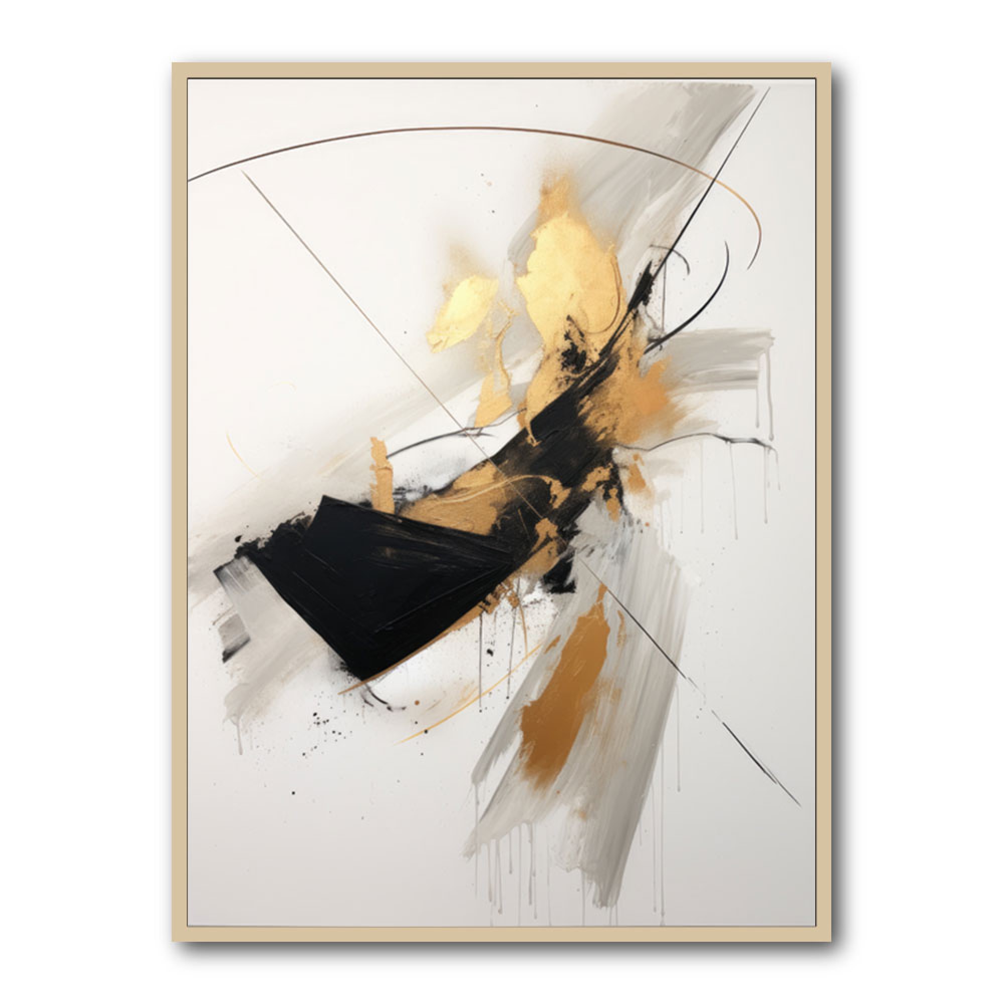 Strokes Black & Gold Abstract Wall Art