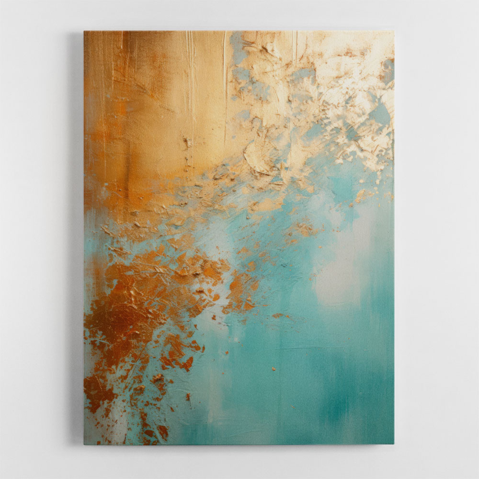 Turquoise & Gold 3 Abstract Wall Art