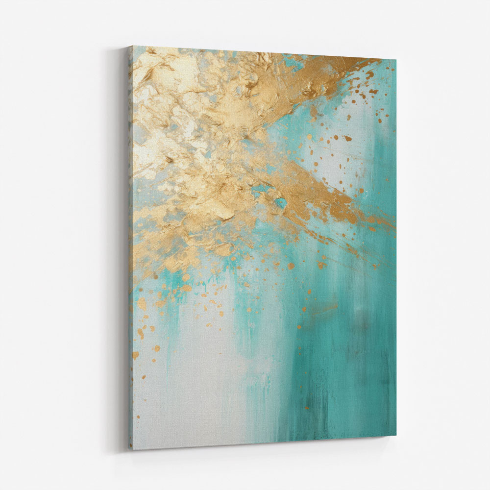 Turquoise & Gold 4 Abstract Wall Art