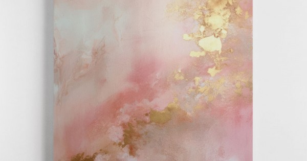 Pink & Gold Stroke Abstract 1 Wall Art