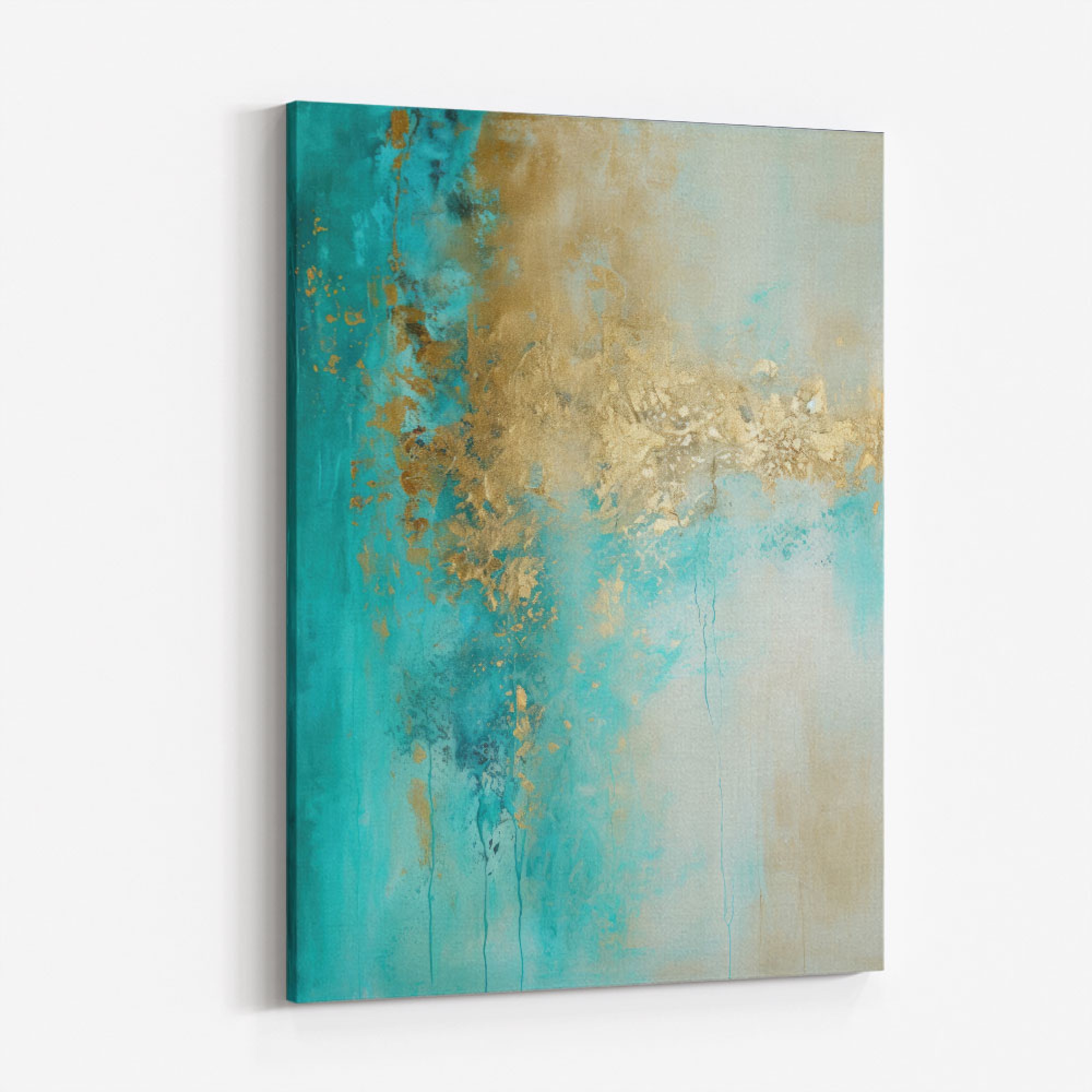Turquoise & Gold 12 Abstract Wall Art