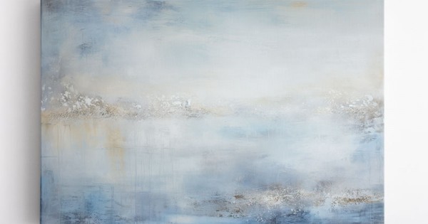Silver Stroke on Blue Abstract 1 Wall Art