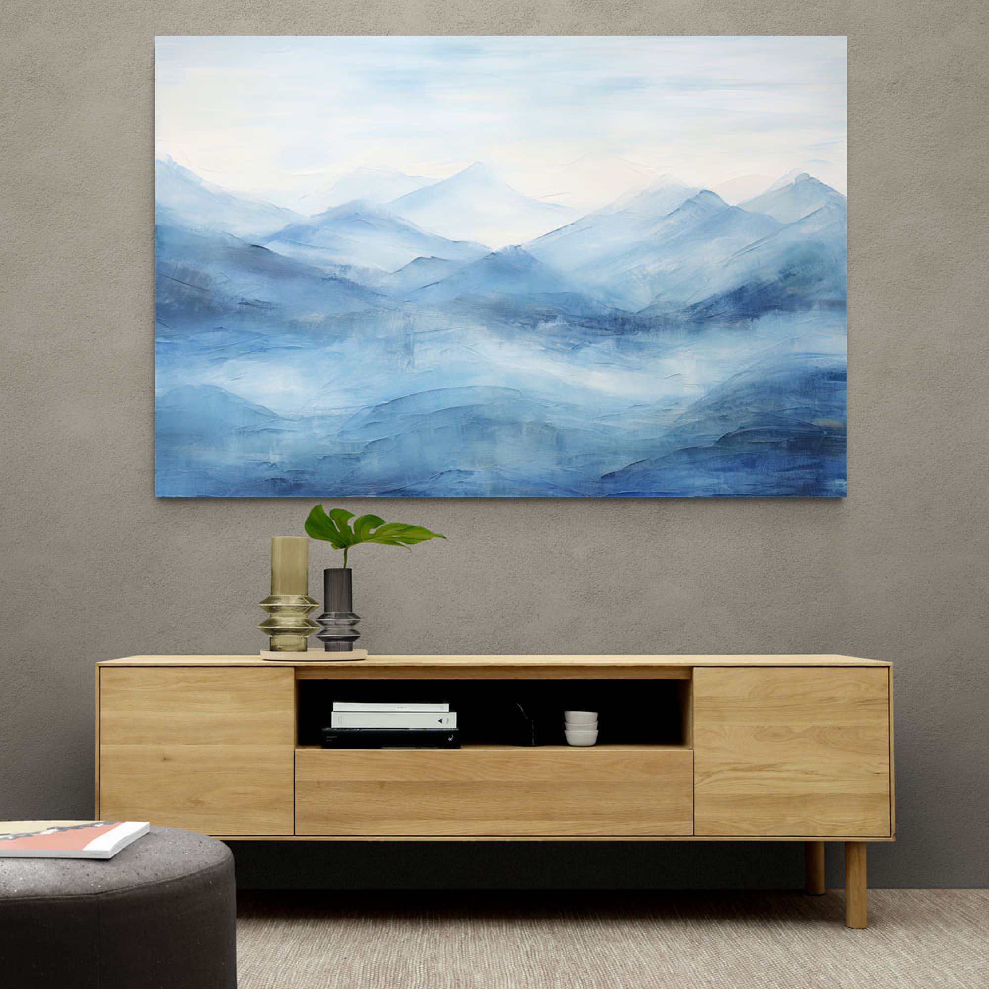 Mountains Blue Abstract Wall Art