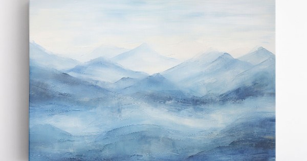 Mountains Blue Abstract Wall Art