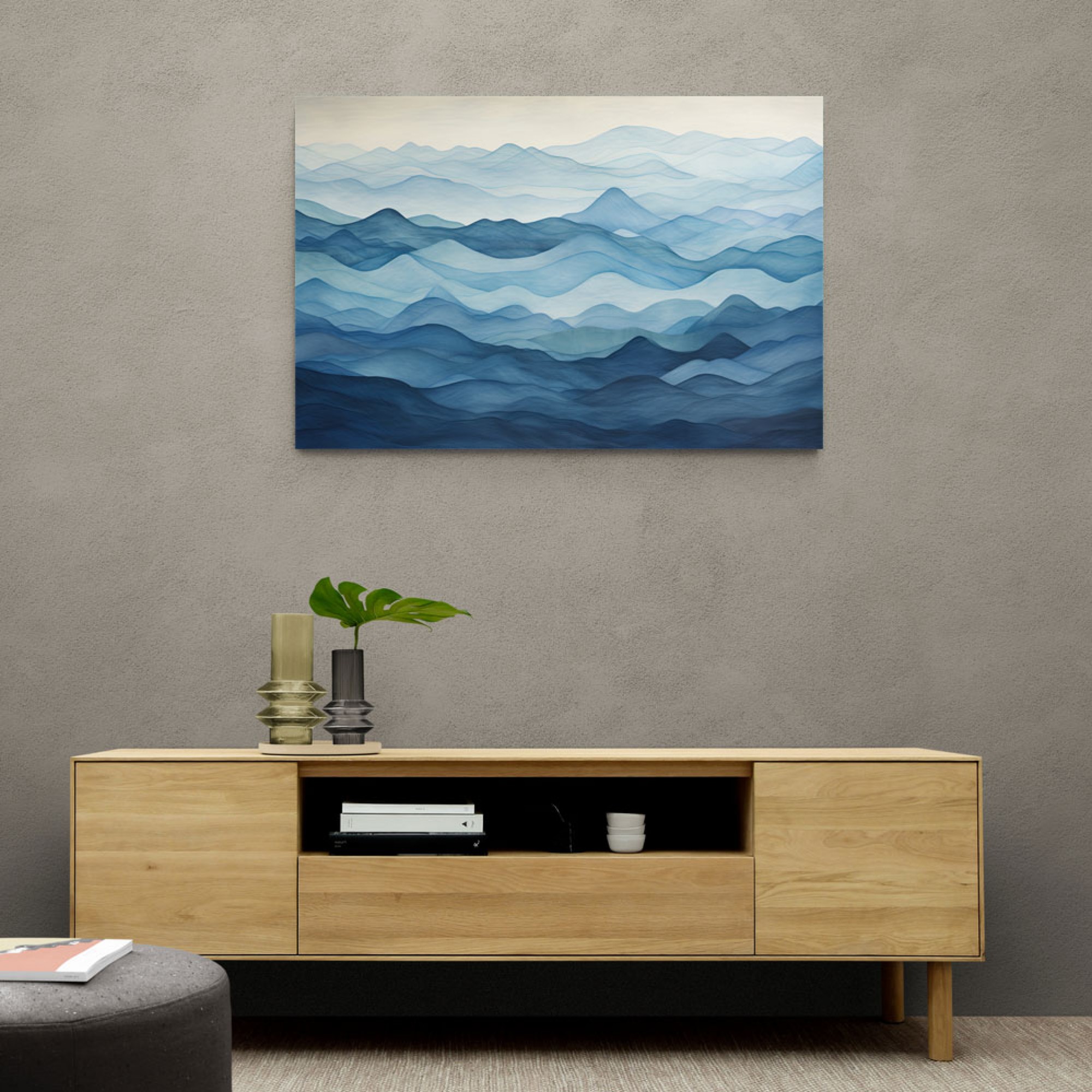 Mountains Blue Abstract 2 Wall Art
