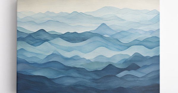 Mountains Blue Abstract 2 Wall Art